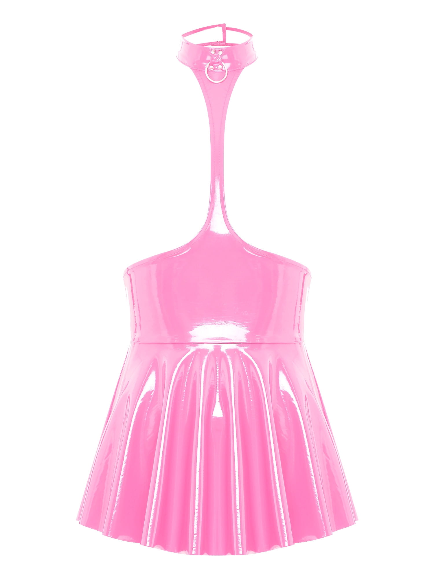 Zaldita Zaldita Women Leather Mini Pleated Dress Open Chest Backless ...