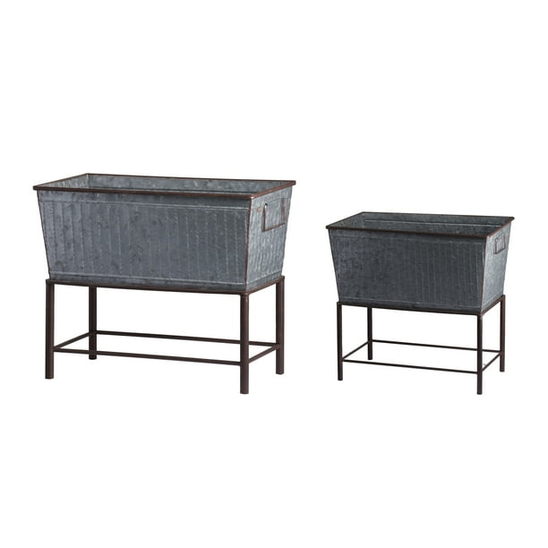 Zale Planters with Stands - Zinc - Set of Two - Walmart Business Supplies
