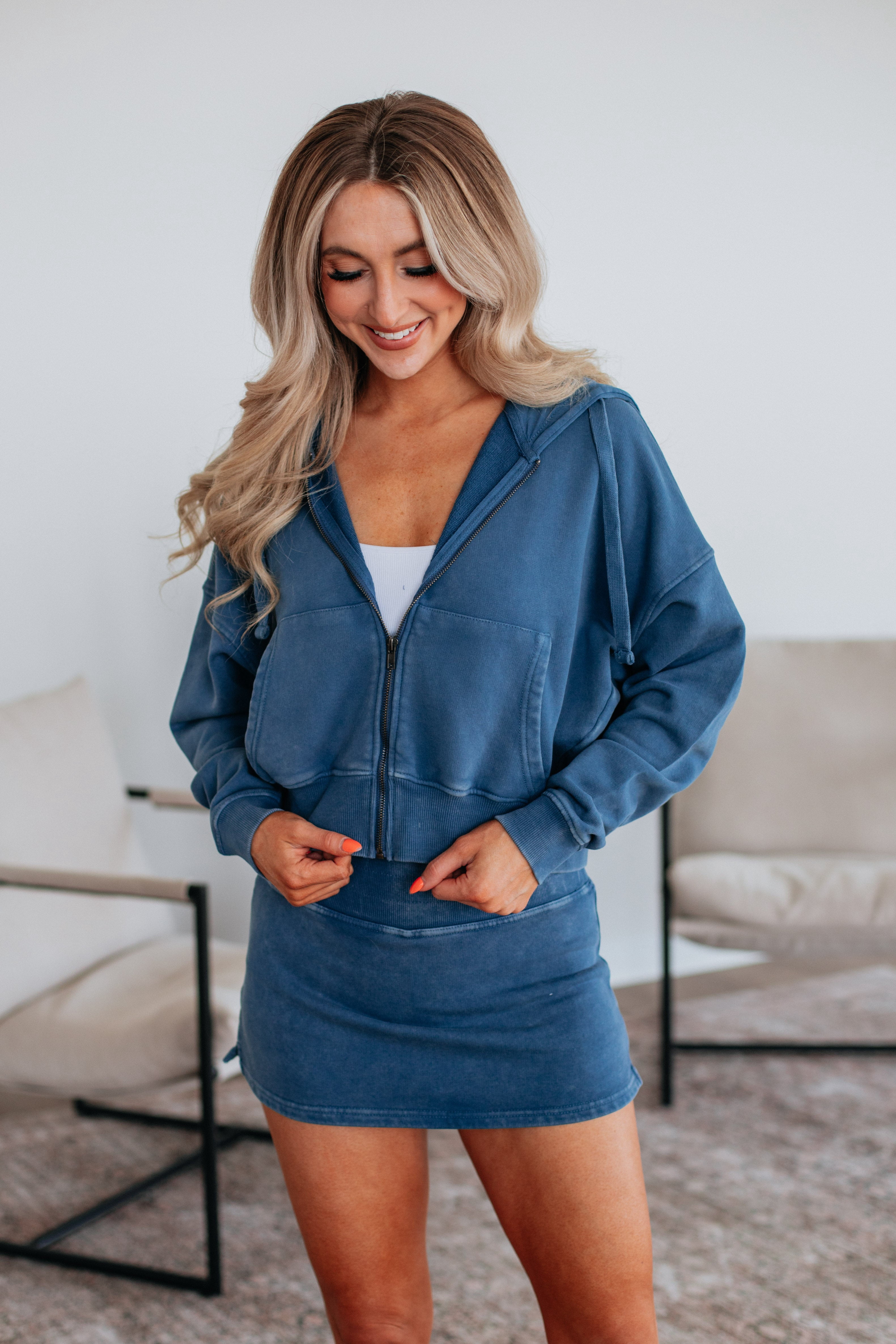Zali Washed Jacket - Steel Blue - Walmart.com