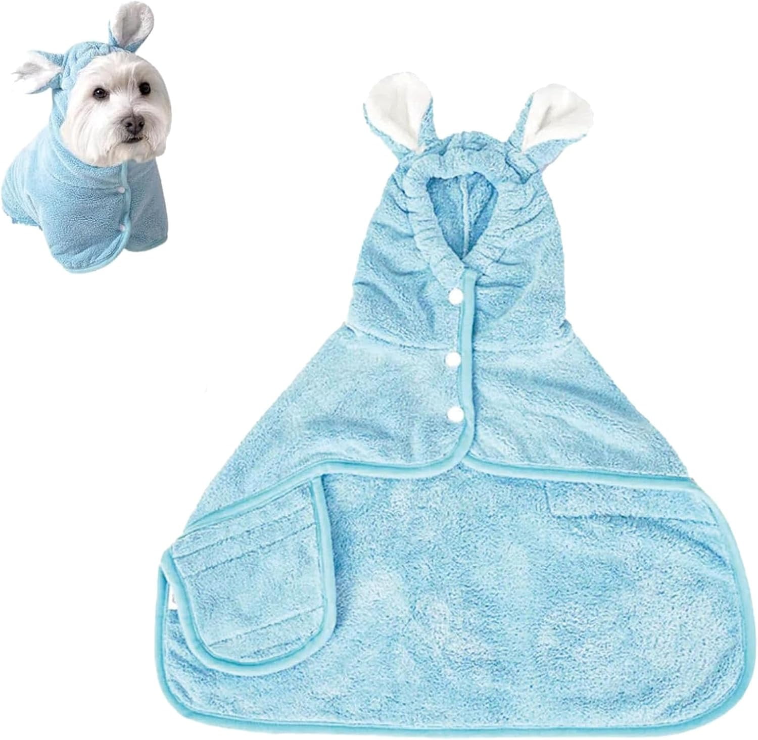Zallopaws Dog Drying Towel, Bunny Ear Microfiber Absorbent Skin ...