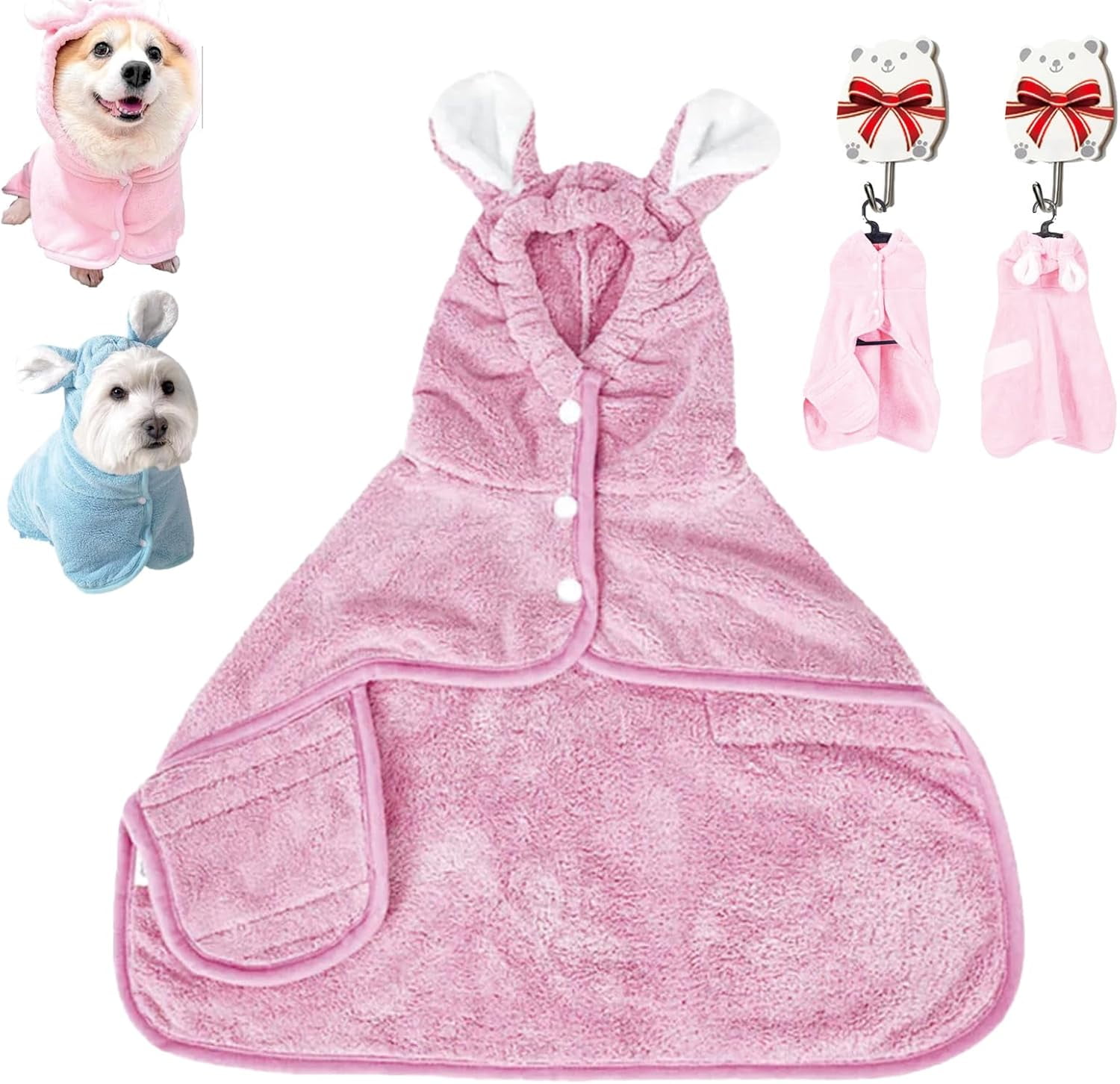 Zallopaws Dog Drying Towel, Bunny Ear Microfiber Absorbent Skin ...