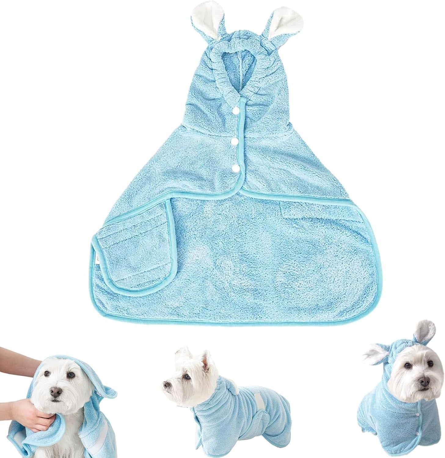 Zallopaws Dog Drying Towel, Zallo Paws Pet Towel, Bunny Ear Microfiber ...