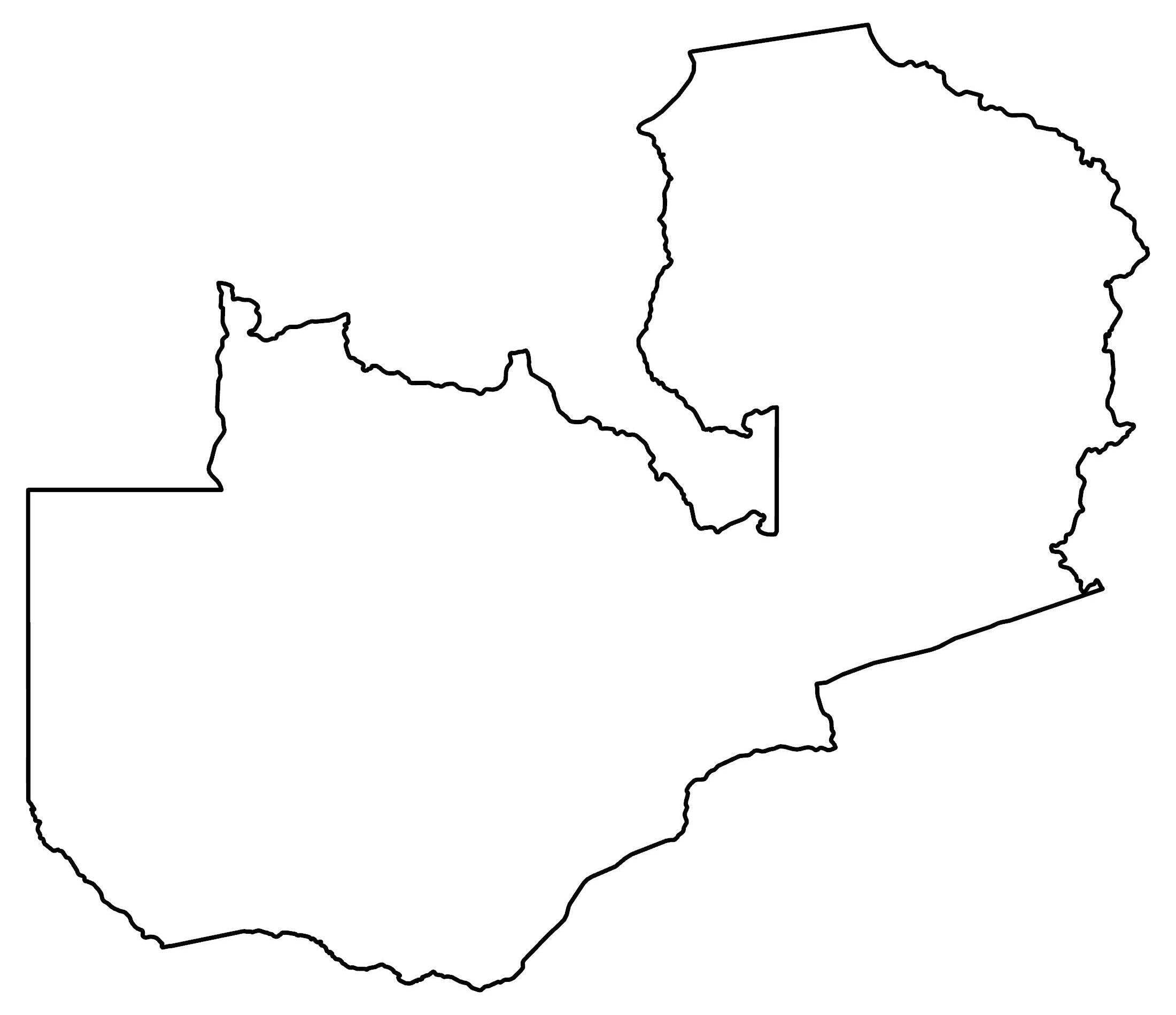 Zambia Blank Outline Map GLOSSY POSTER PICTURE PHOTO PRINT BANNER ...