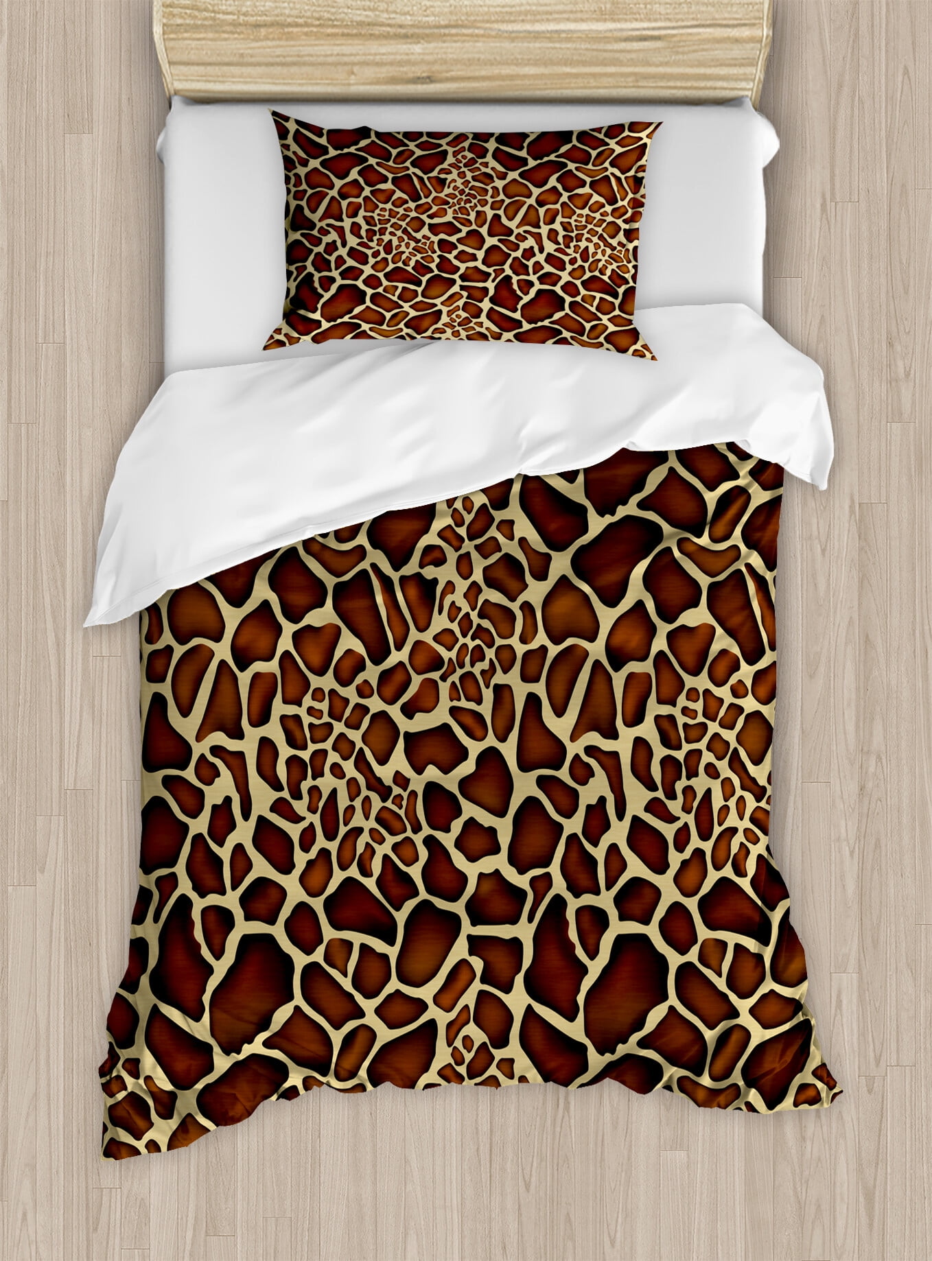 Zambia Duvet Cover Set, Giraffe Skin Pattern Wildlife Symbolic Zoo ...