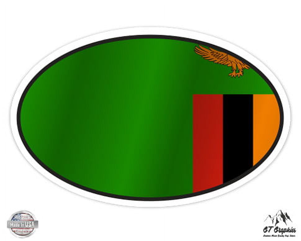 Zambia Flag Oval - 12" Vinyl Sticker Waterproof Decal - Walmart.com