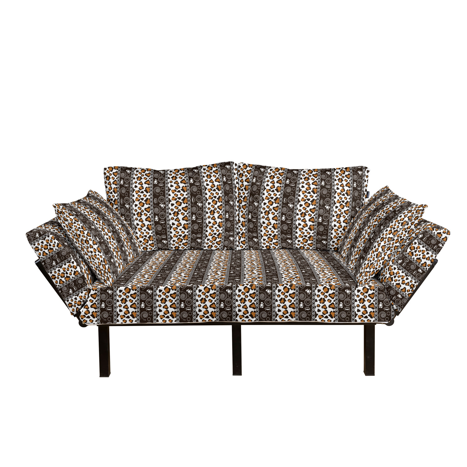 Zambia Futon Couch, Cheetah Pattern with Circles Spiral Exotic Fur Zoo ...