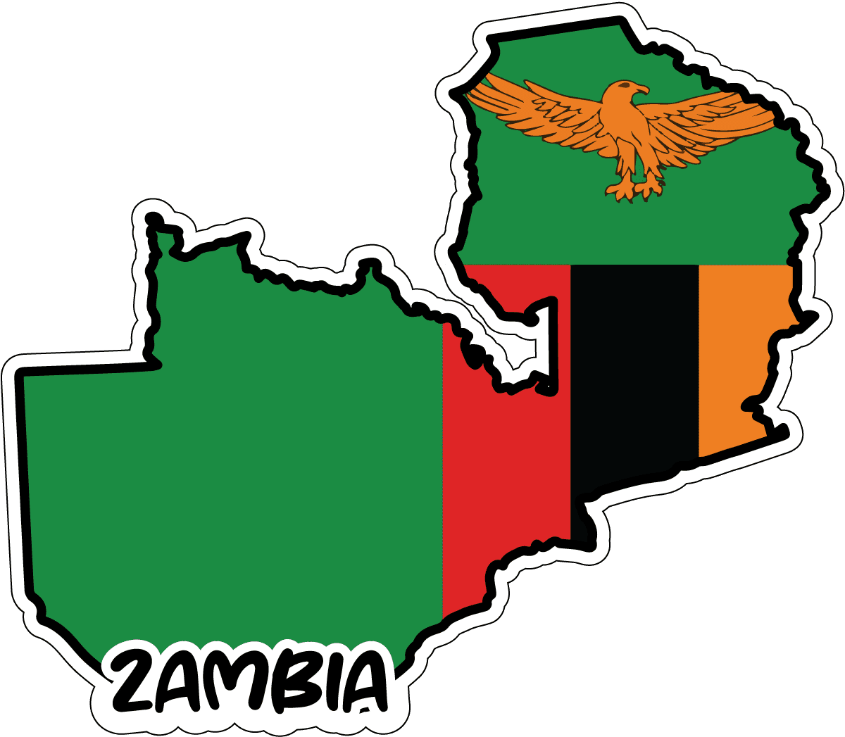 Zambia Map Flag Sticker Decal 4 Inches - 4 inch - Walmart.com