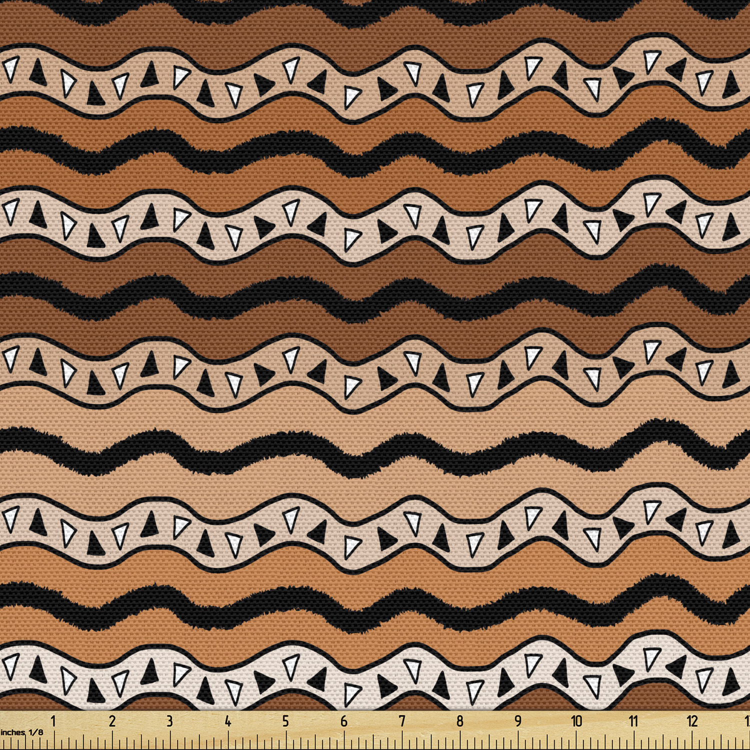 Ambesonne Zambia Fabric by the Yard Upholstery, Tribal Wavy Lines, 3 ...