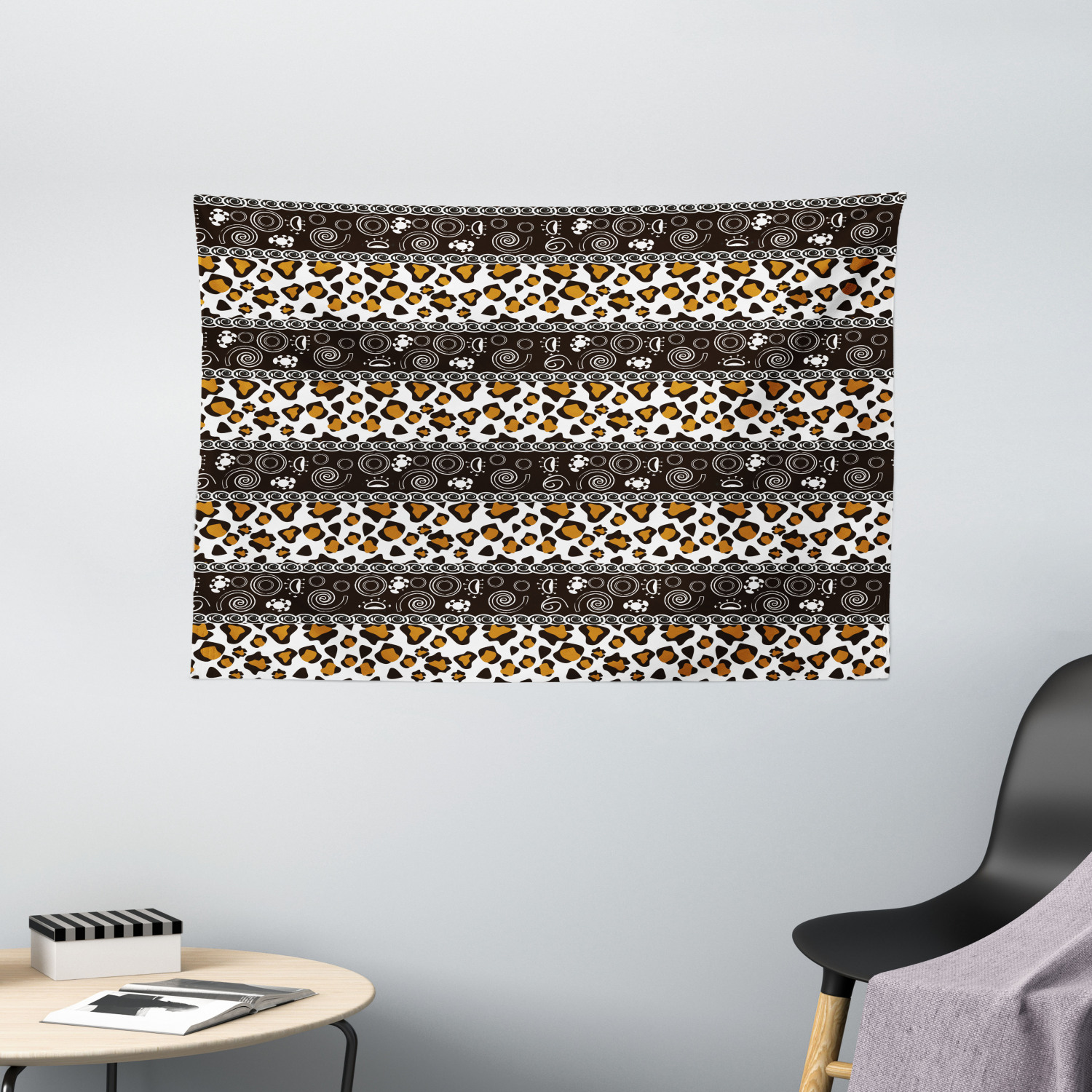 Zambia Tapestry, African Cheetah Pattern with Circles Spiral Exotic Fur ...