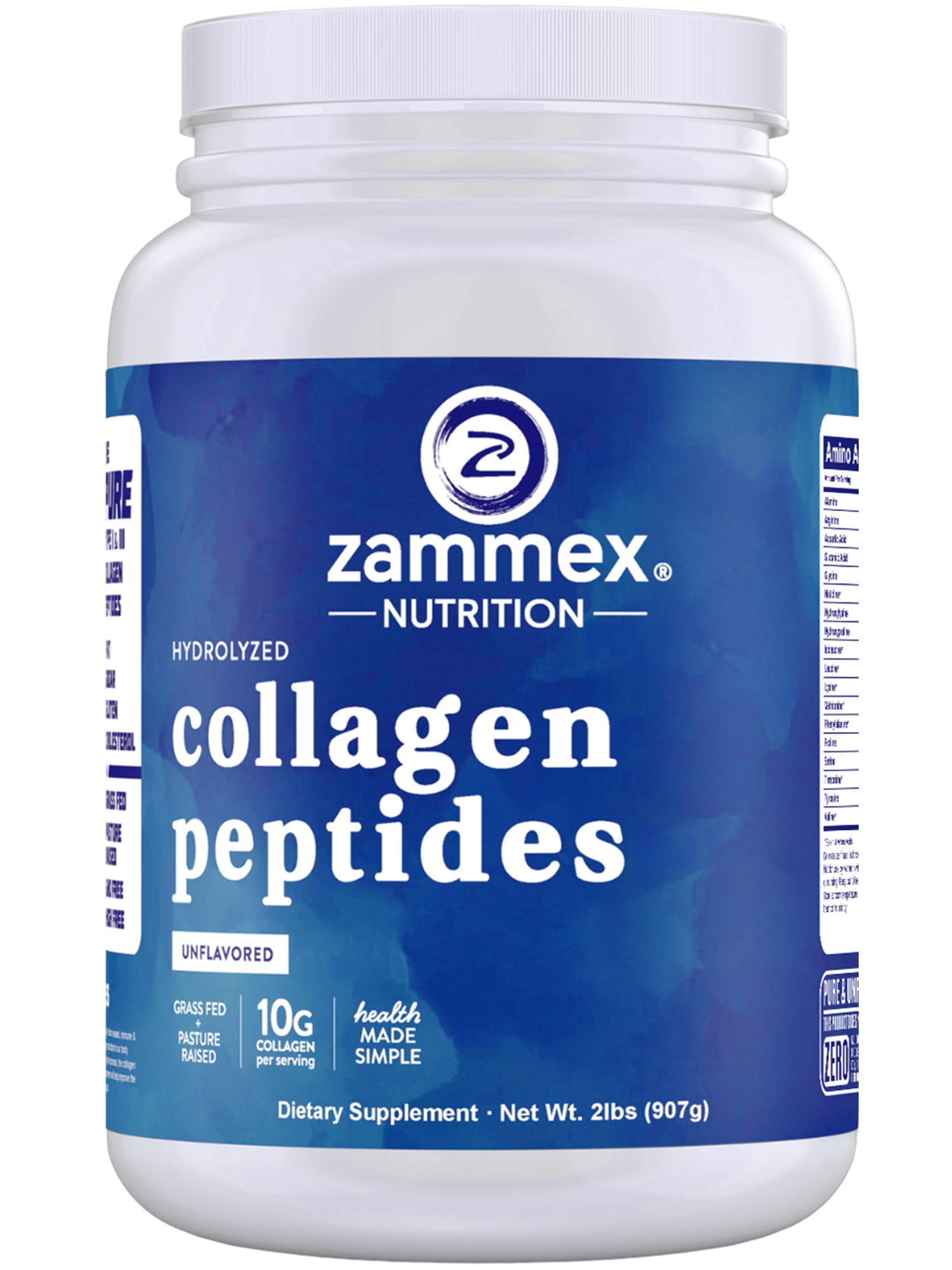 Zammex Collagen Peptides Powder, Pure Hydrolyzed Collagen Protein ...