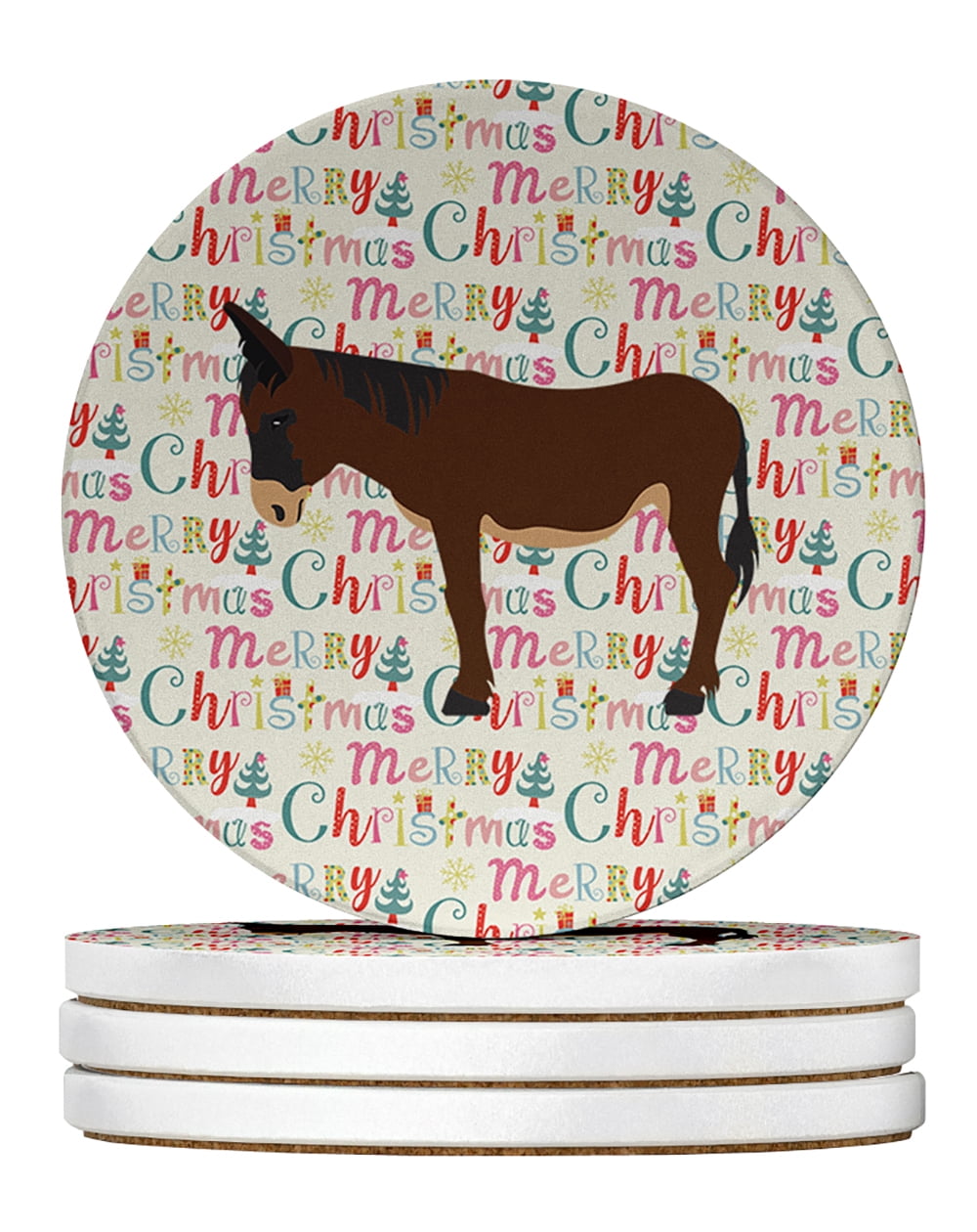 Zamorano-Leones Donkey Christmas Large Sandstone Coasters Pack of 4 4 ...