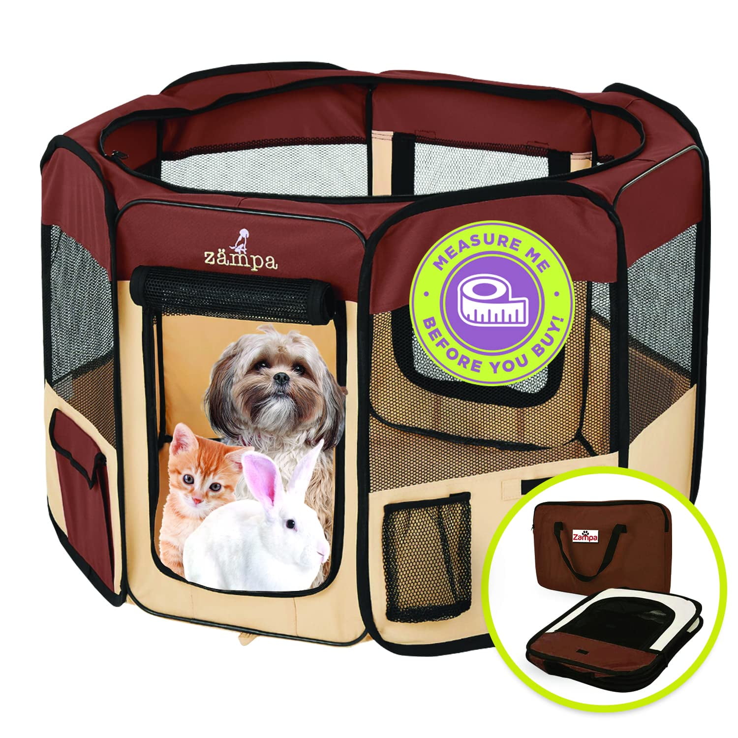 Zampa Portable Foldable Pet playpen For Large Dogs, Small Puppies ...