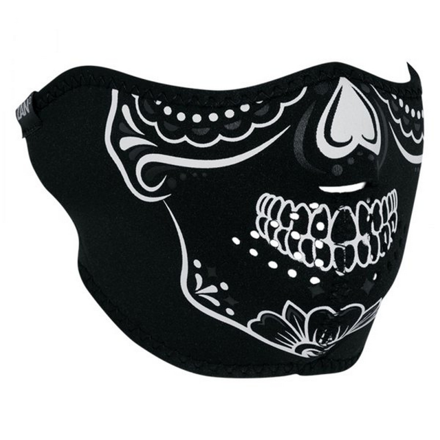 Zan Headgear Half Face Mask Calavera (OSFM, Black Calavera) - Walmart.com