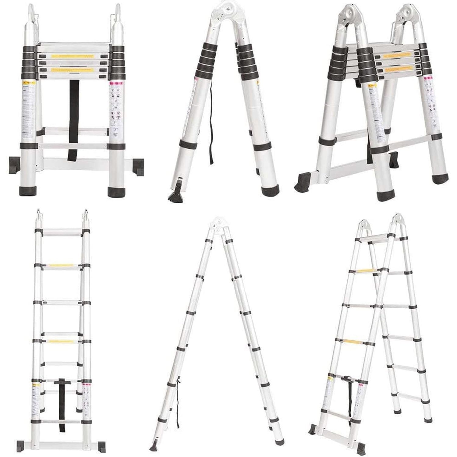 ZanGe 3.8M (1.9M+1.9M) Extension Ladders/Multi-Purpose Aluminum Folding ...