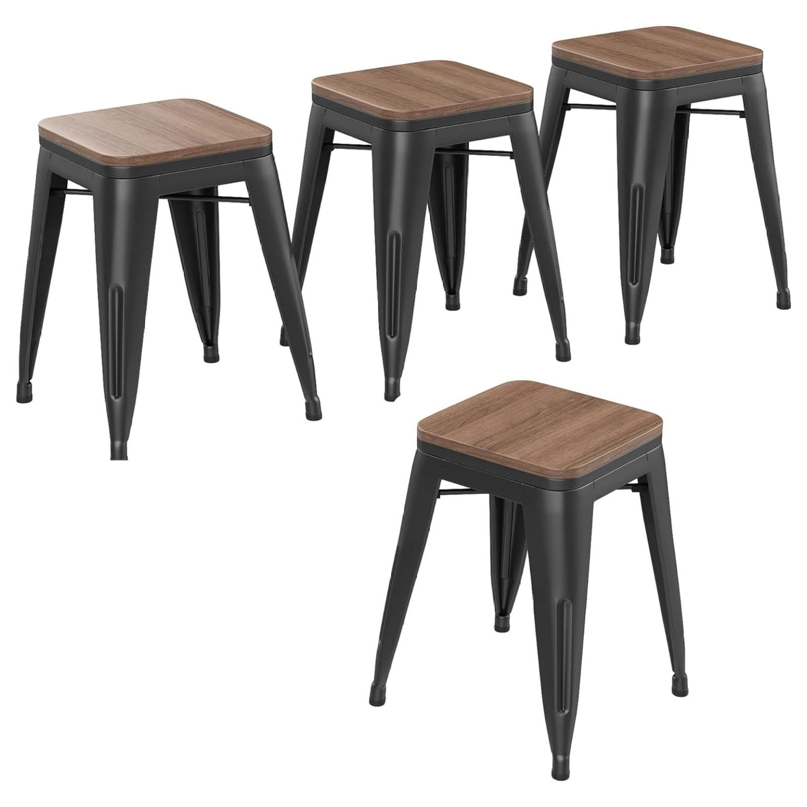 ZanQee 18 Inch Stools Metal Dining Chairs Set of 4 Stackable Kids ...
