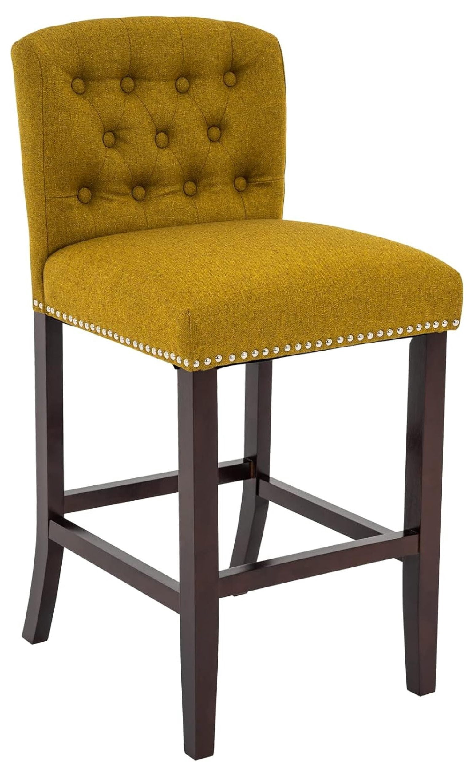 ZanQee 28 Inch Bar Stool, Linen Fabric Button Tufted Barstool with Back ...
