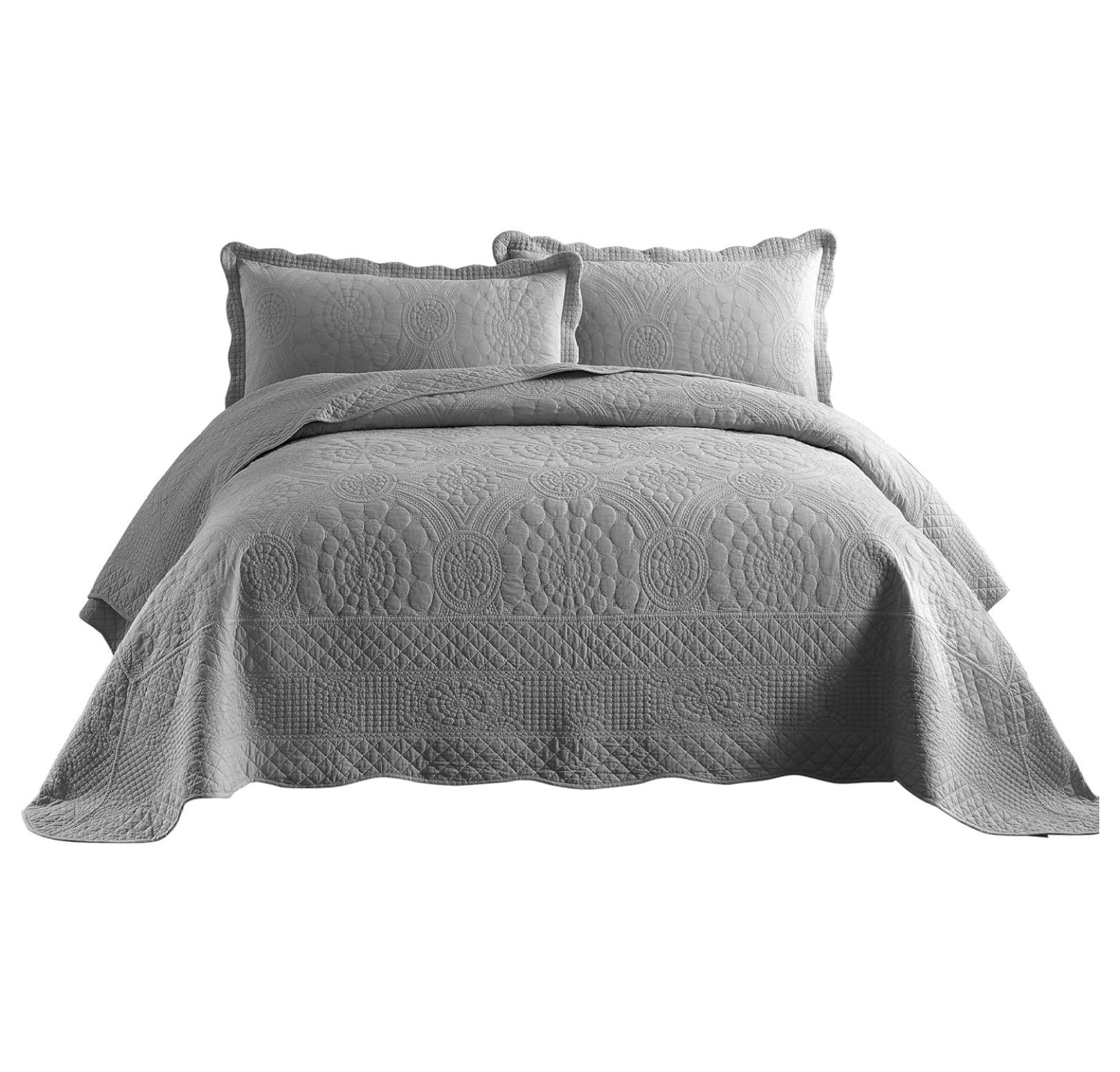 ZanQee 3-Piece 100% Cotton Oversized Bedspread Quilt Set Coverlet Set ...