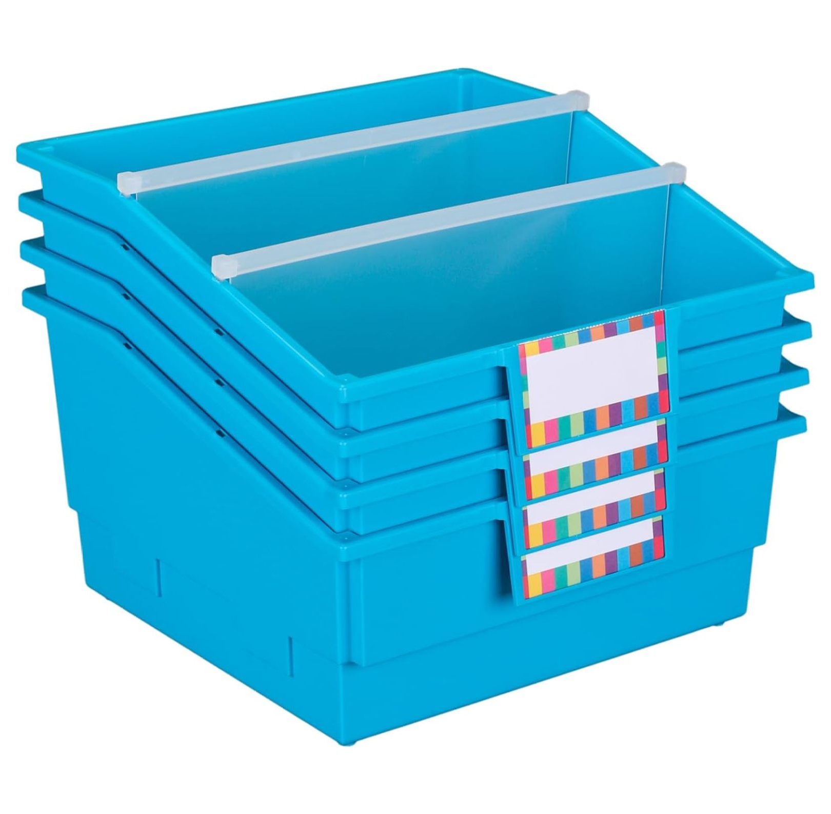 ZanQee 4-Pack Single-Color Picture Book Classroom Library Bins With ...