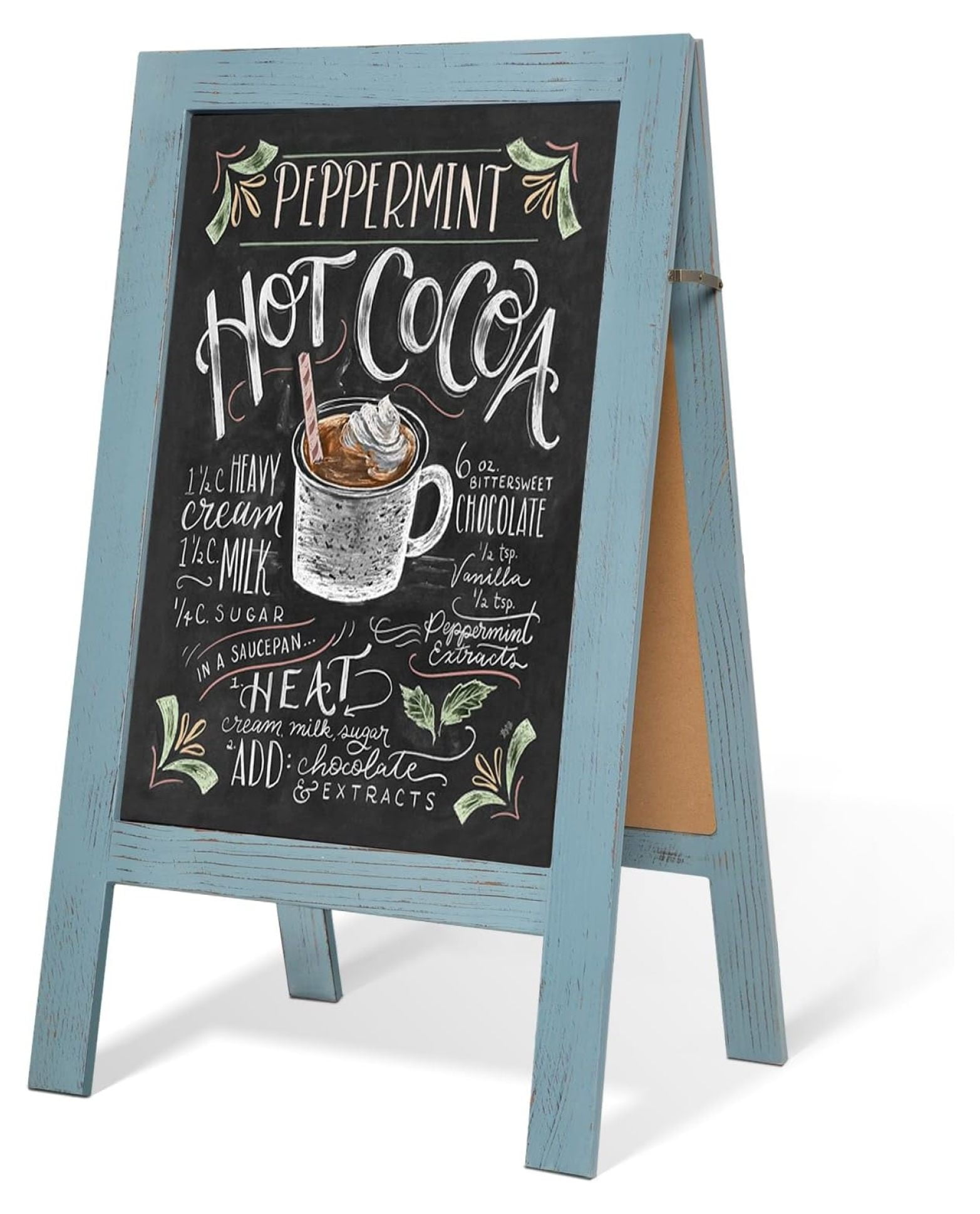 ZanQee 40" x 22" Large Rustic Chalkboard Sign, A Frame Sturdy Wide ...