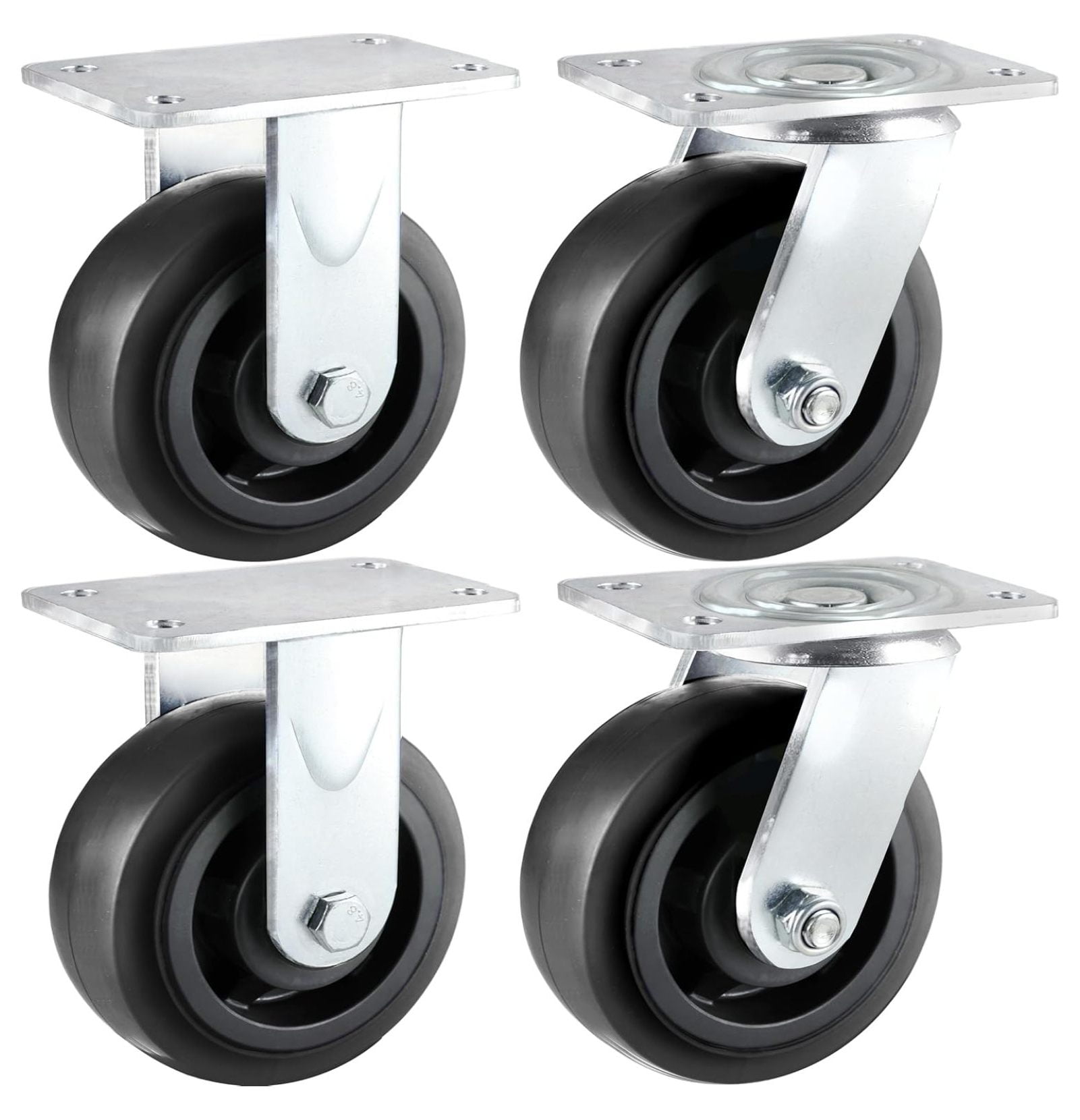 ZanQee 5" Replacement Wheels for 660lb/300kg Push Cart - Silent, Heavy ...