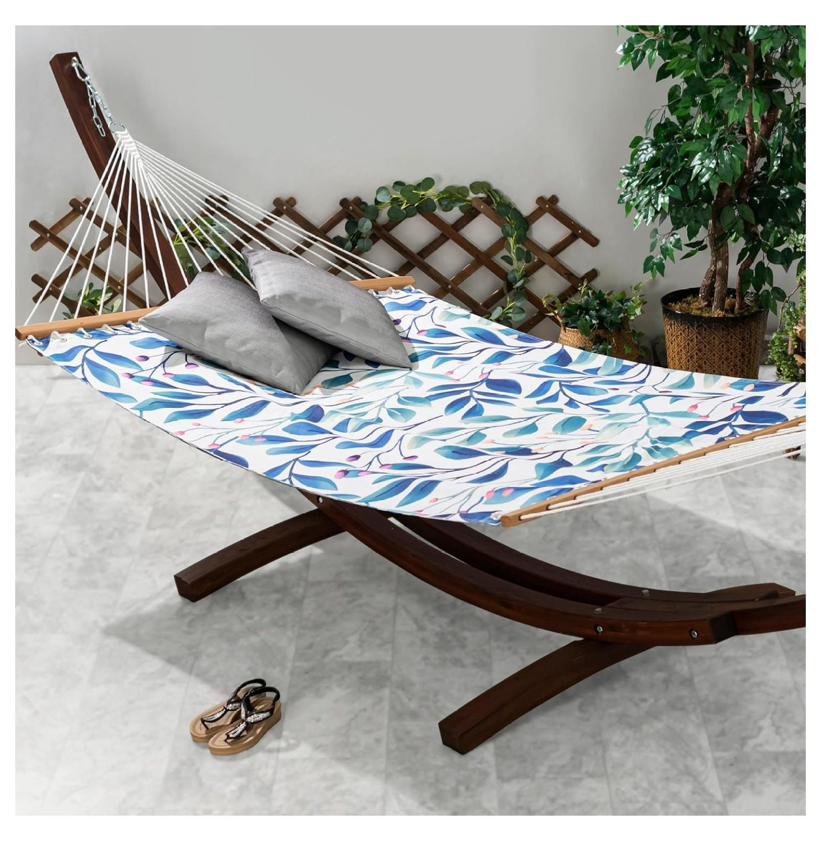 ZanQee Botanical Floral Recycled Polyester Hammock - Rainforest - White ...
