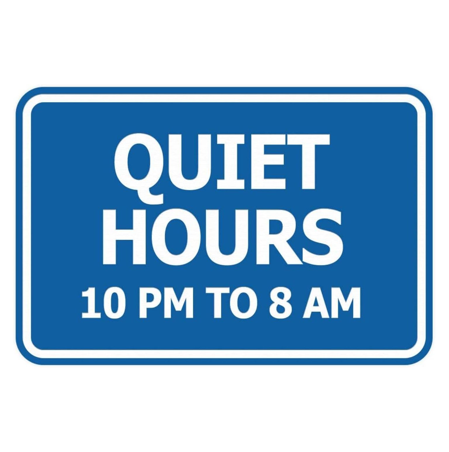 ZanQee Classic Framed, Quiet Hours 10 pm to 8 am Sign (Blue) - Medium ...