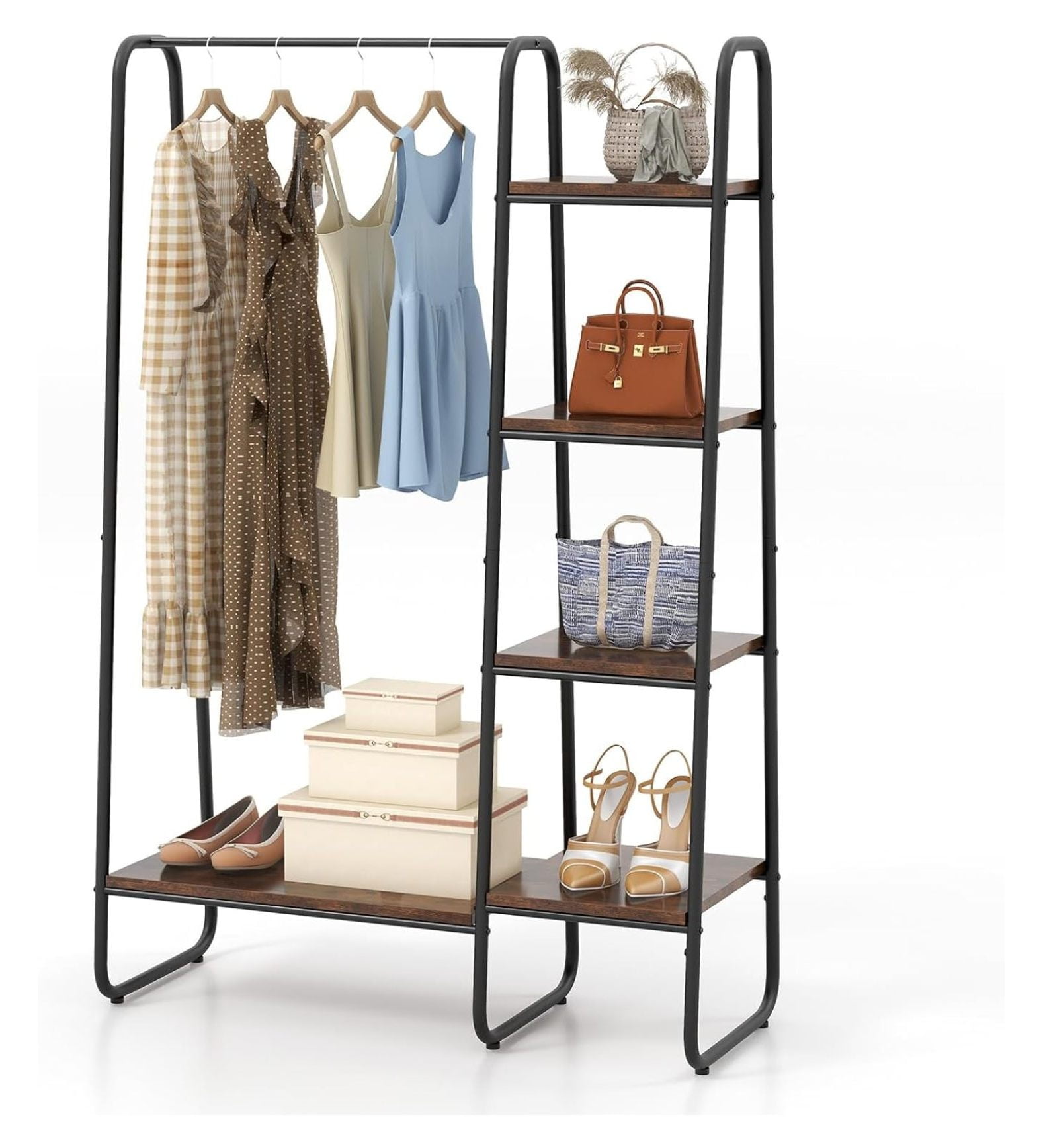 ZanQee Clothes Rack with Shelves, Heavy Duty Garment Rack with Hanging ...
