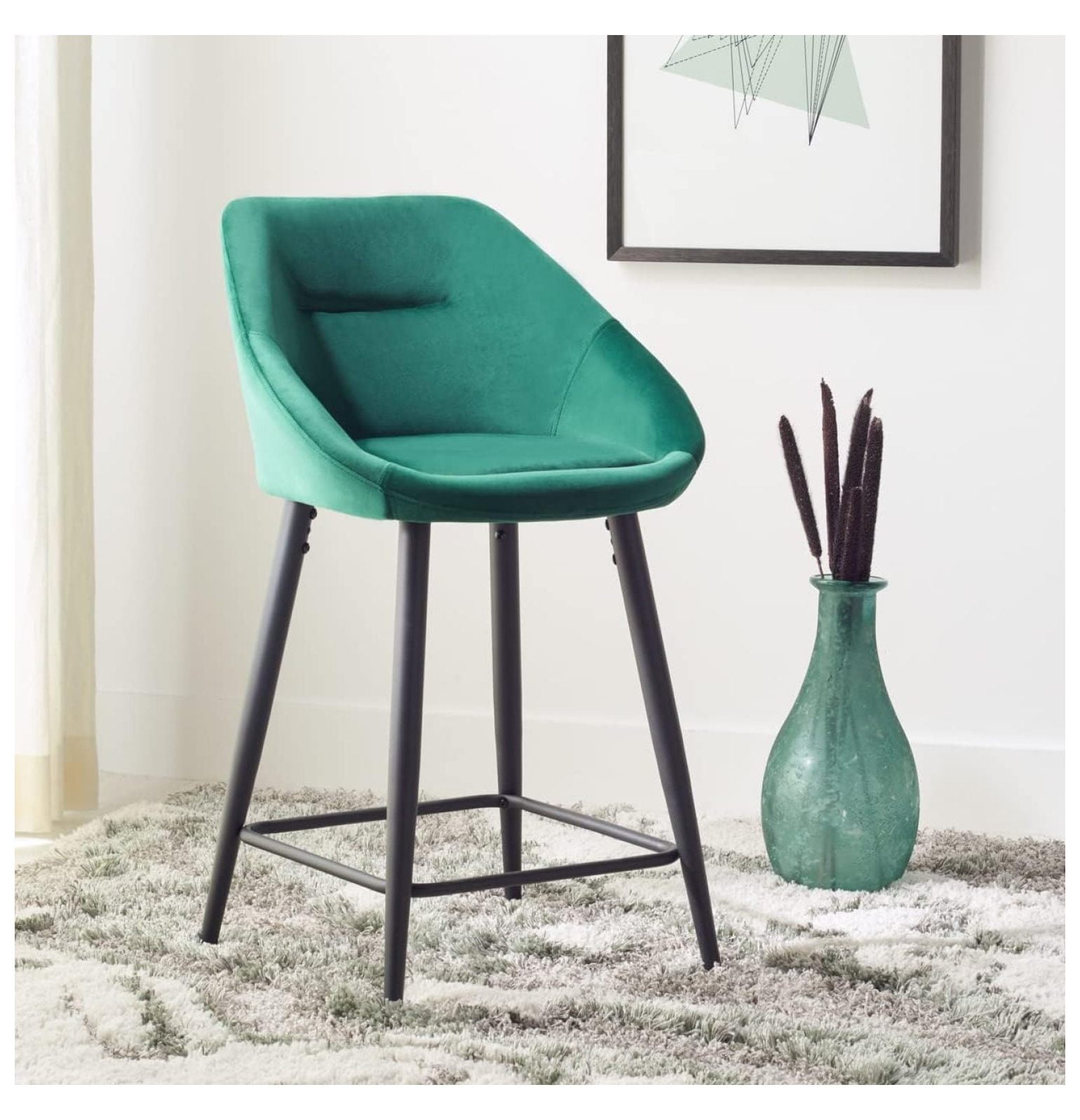 ZanQee Home Collection Zorica Emerald Green Velvet/Black 25-inch ...