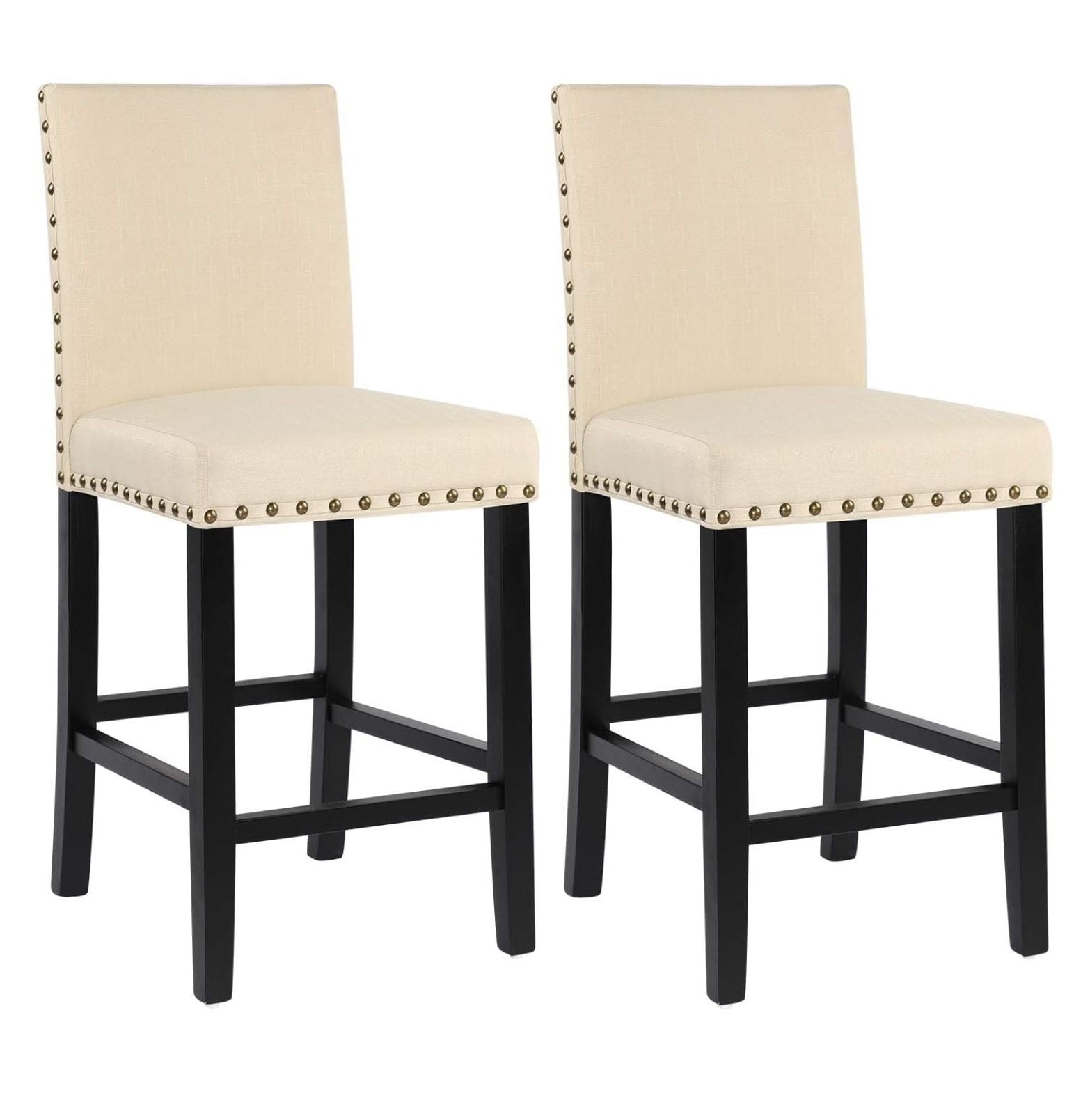 ZanQee Nailhead 24 Inches Counter Height Stools Upholstered Bar Stools ...