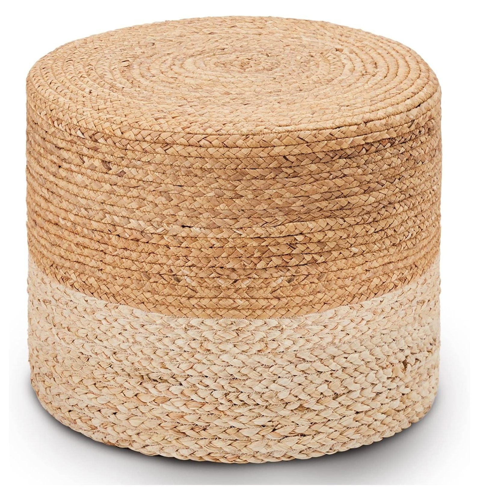 ZanQee Ottoman Pouf, Natural Braided Jute Poof, 18'' Outdoor Ottoman ...
