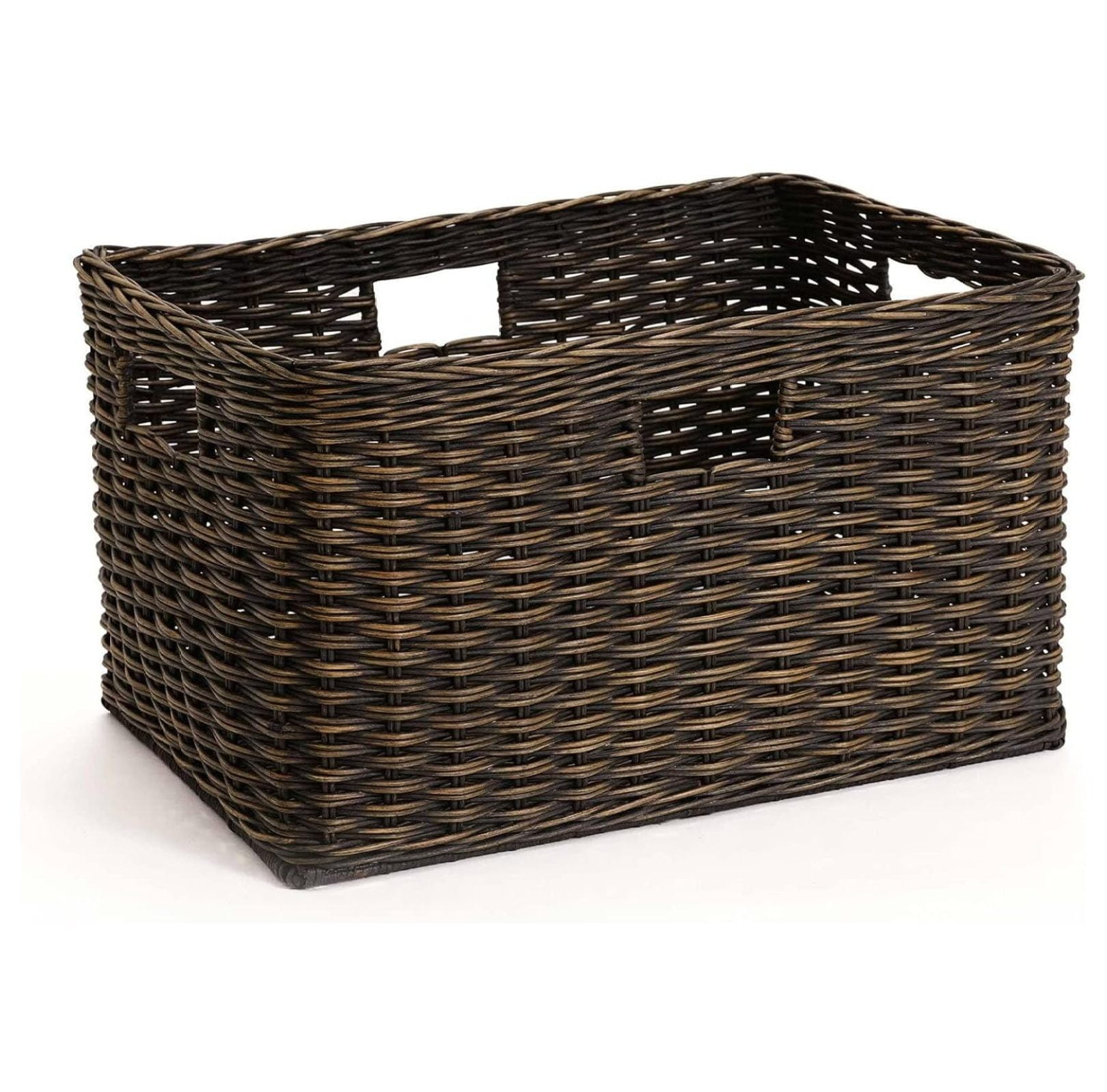 ZanQee Tall Rectangular Wicker Storage Basket, Large, 22.5 in L x 16 in ...
