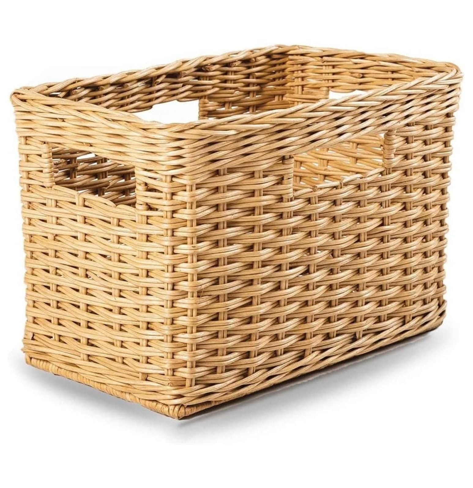 ZanQee Tall Rectangular Wicker Storage Basket, Small, 16.5 in L x 10.5 ...