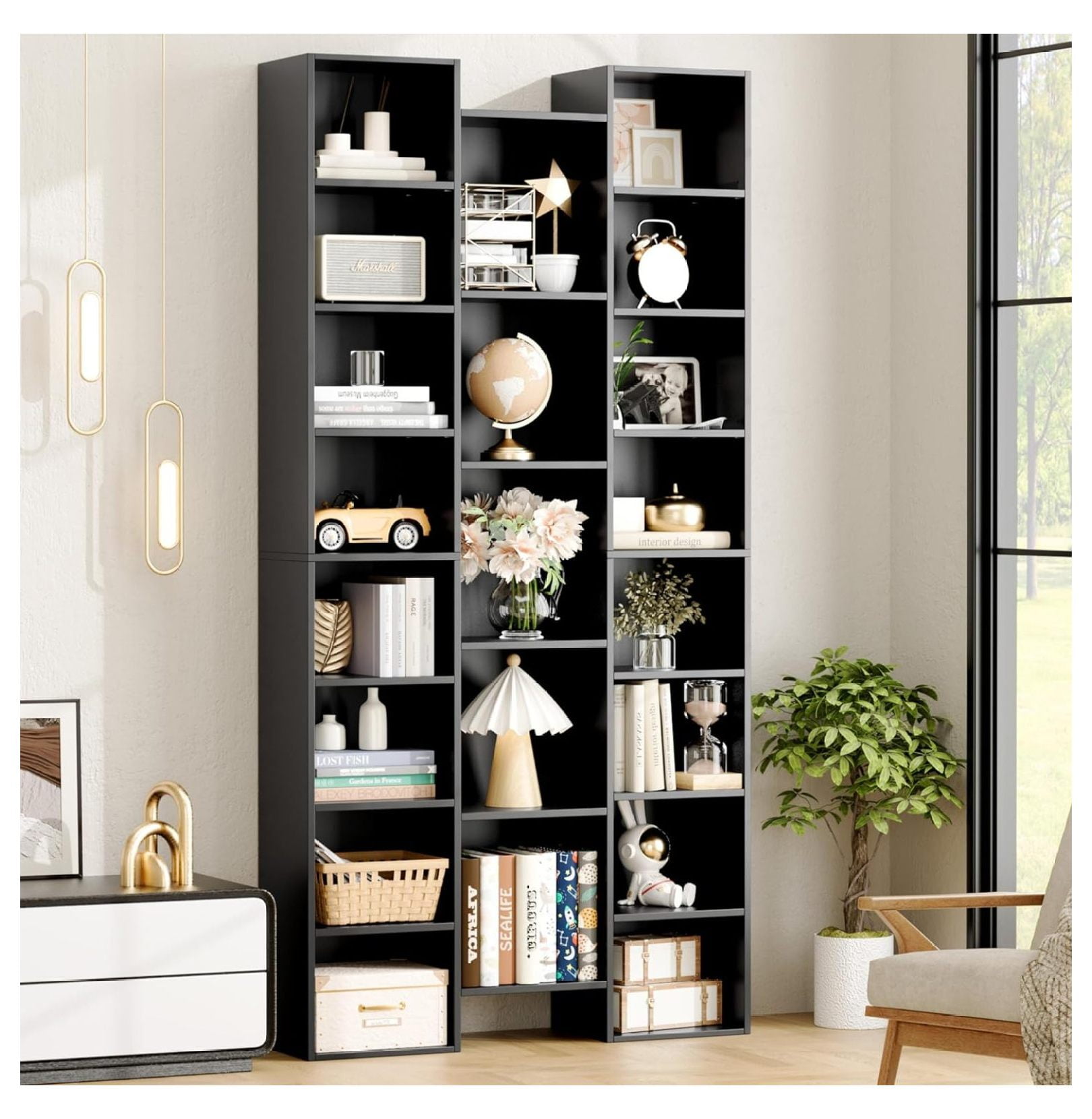 ZanQee Triple Wide 8 Tier Media Storage Tower Rack, 71" Tall Bookshelf ...