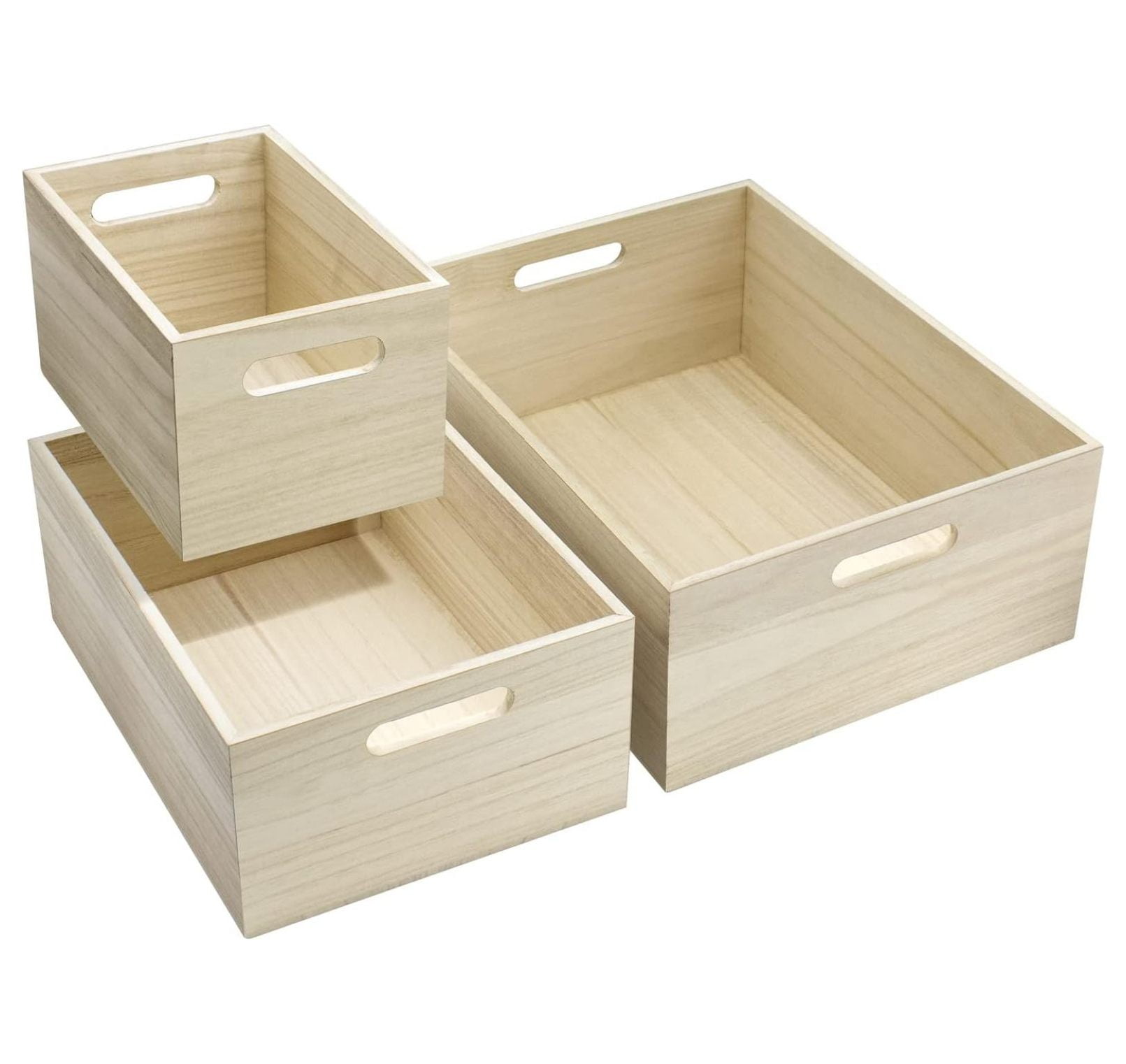 ZanQee Unfinished Wood Crates - Organizer Bins, Wooden Box for Pantry ...
