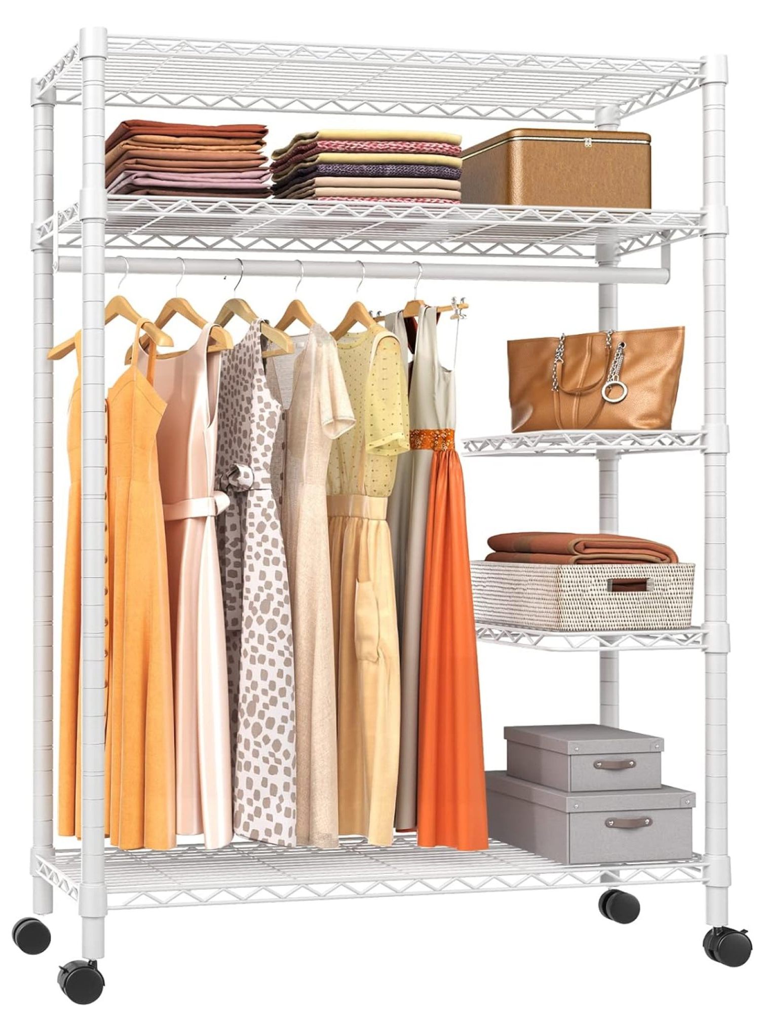 ZanQee V11S Heavy Duty Clothes Racks Wire Clothing Rack With Wheels ...