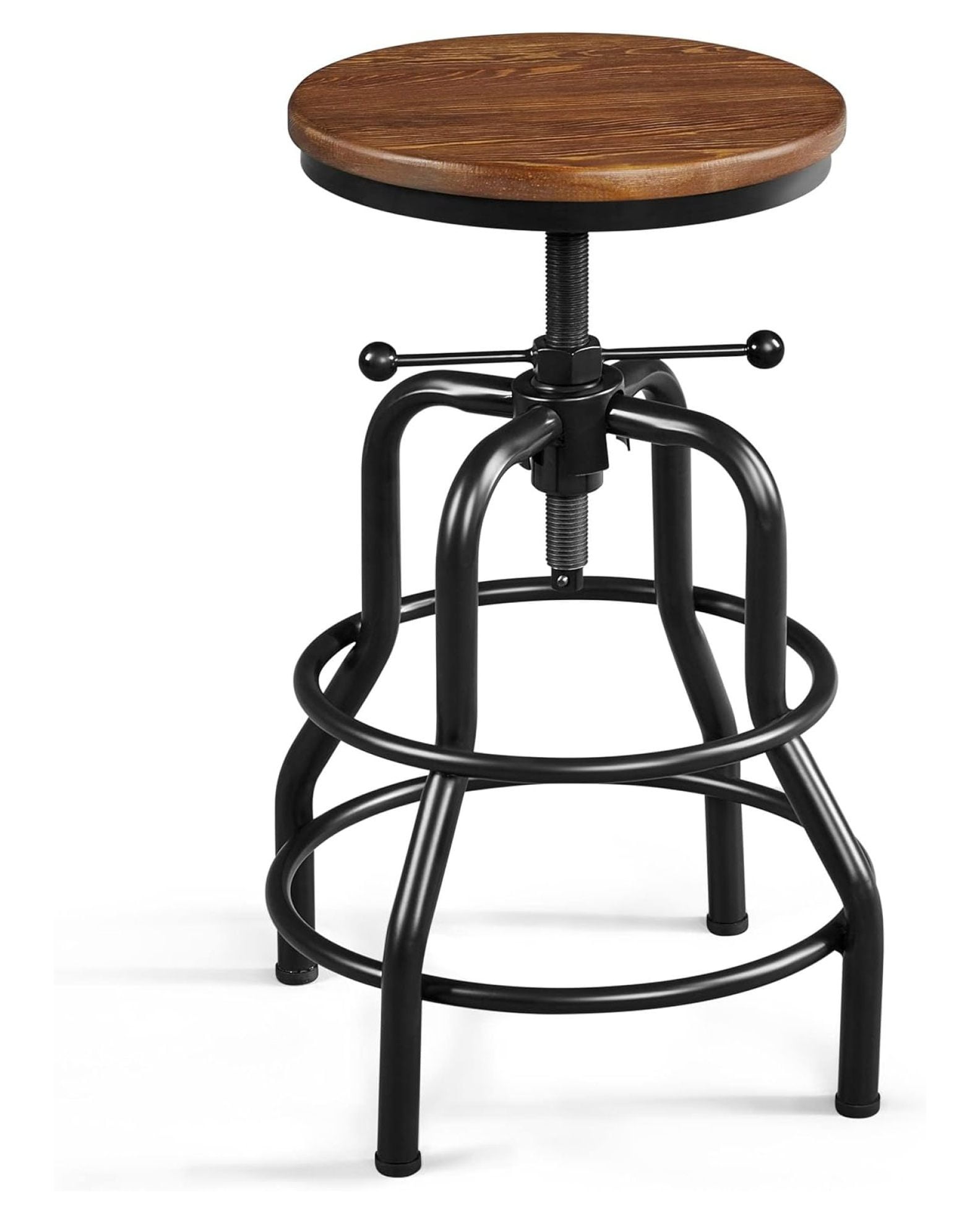 ZanQee Vintage Industrial Bar Stool Rustic Bar Stool Round Wood Metal ...