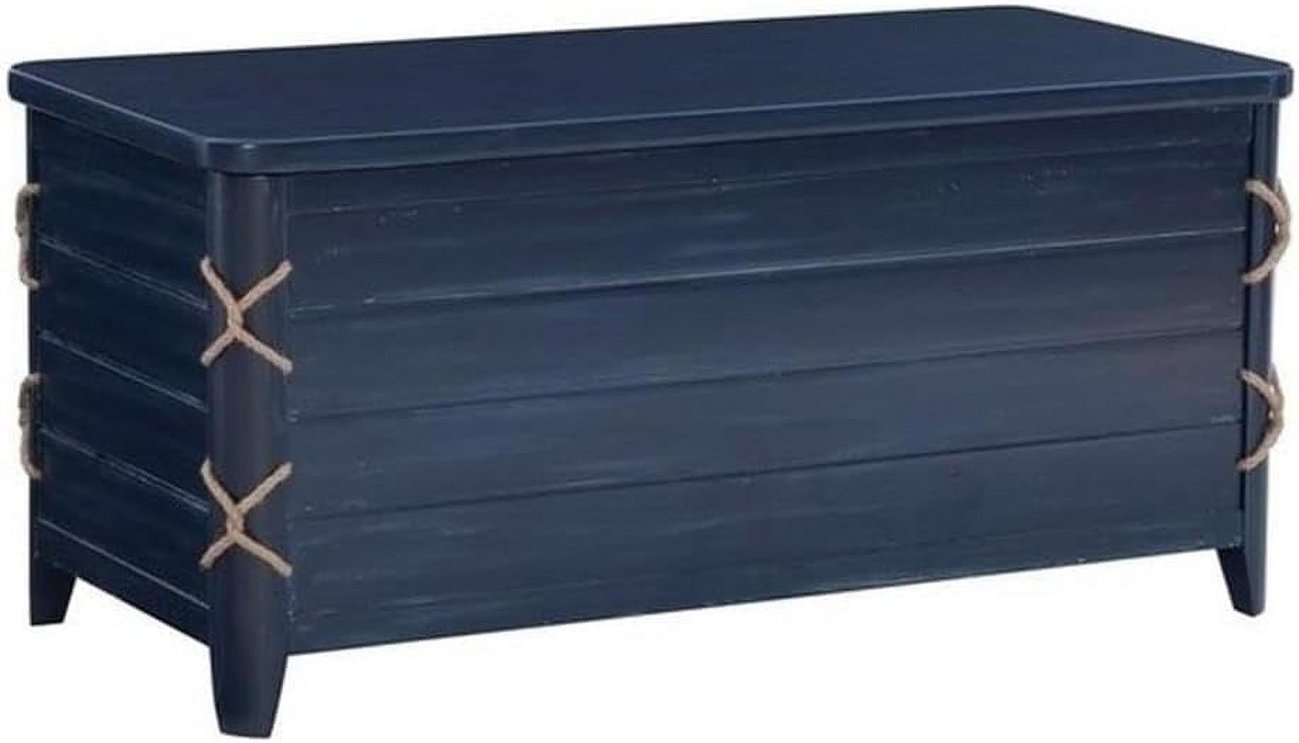 Zana Lined Storage Chest with Rope Detail in Blue Distressed Wood ...