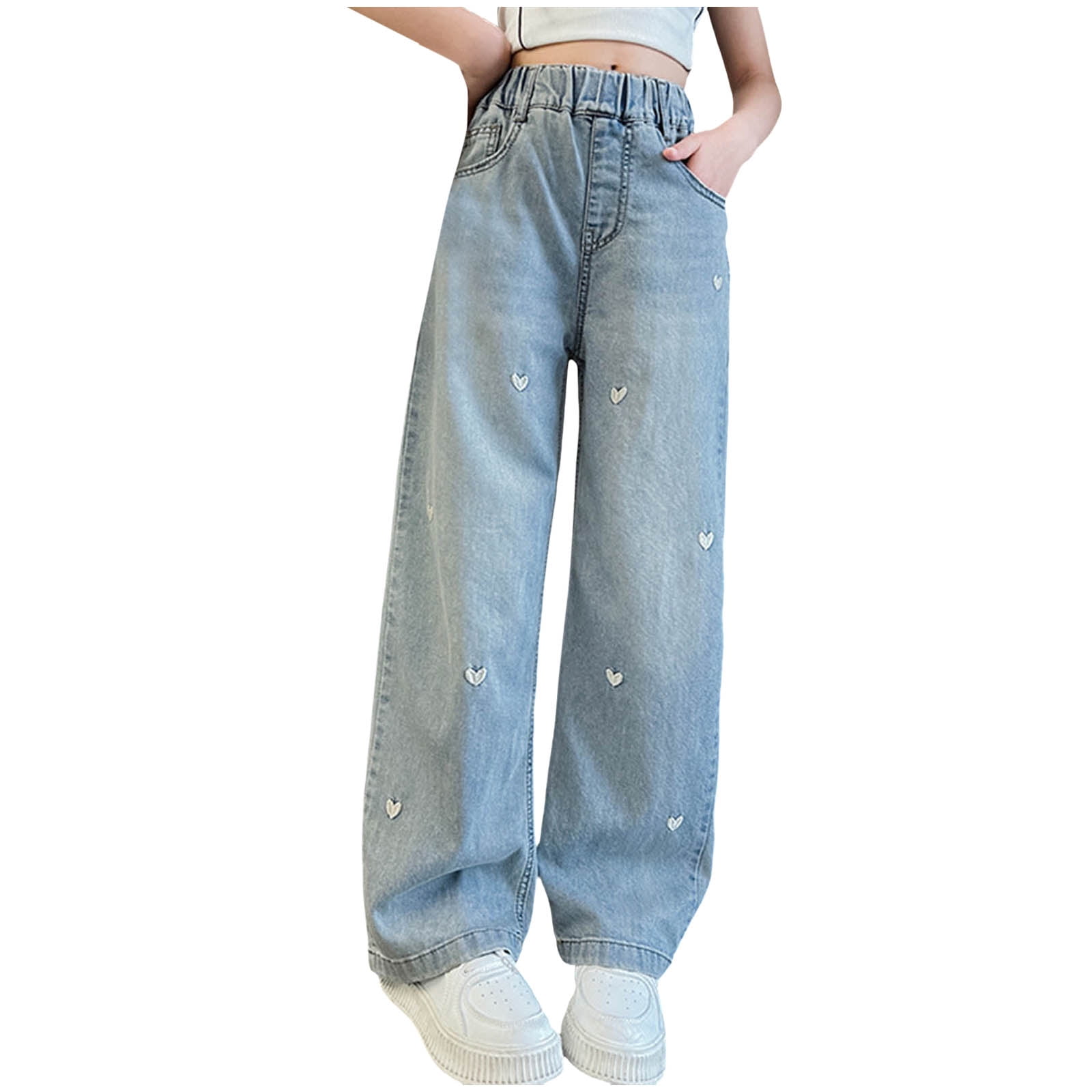 Zanarzt Girls 2026 Cute Jeans Kids Girls Jeans Loose Fit Straight Leg ...