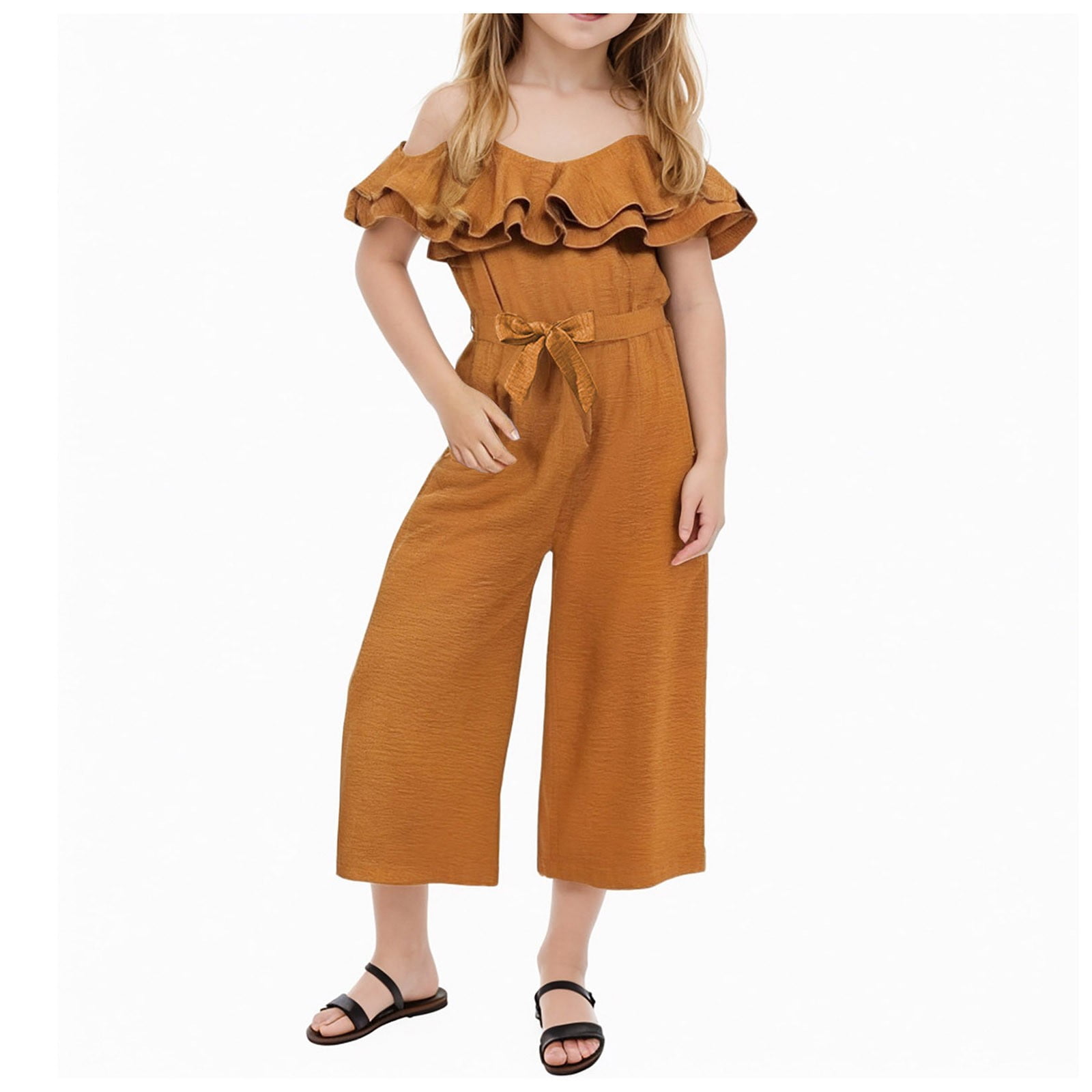 Zanarzt Toddler Girl One Piece Romper Girls' Jumpsuit Kids Ruffle Wide ...