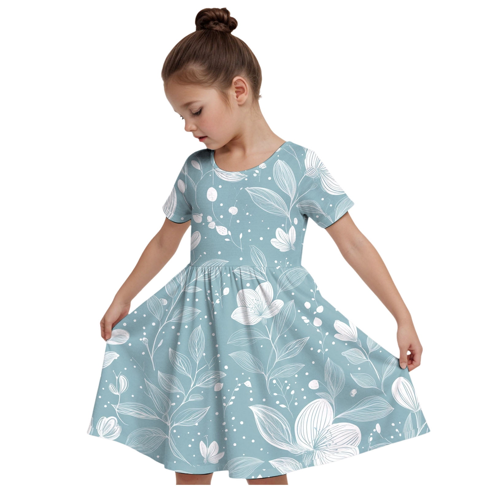 Zanarzt Toddler Girl Sundress Girl's Dresses Cotton Ruffle Sleeve ...