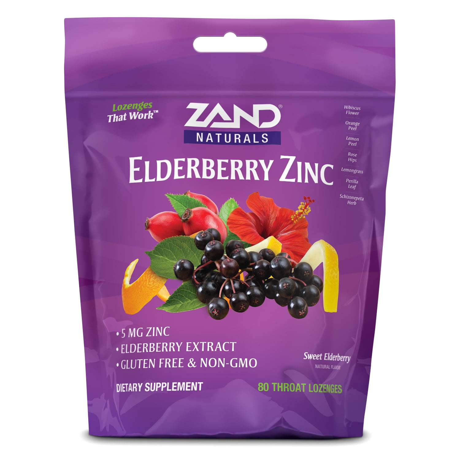 Zand HerbaLozenge Elderberry Zinc Lozenges for Dry Throats, No ...