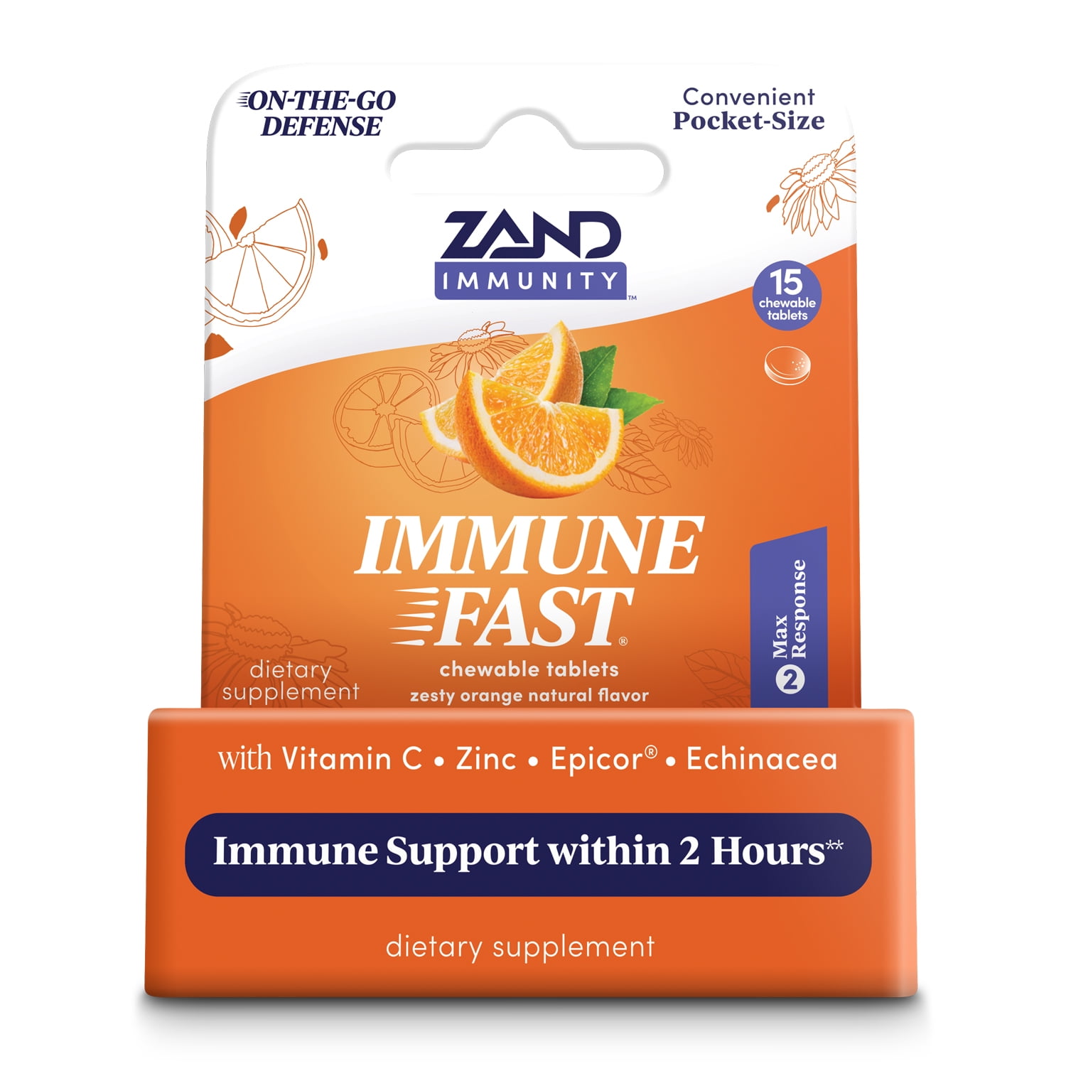 Zand Immune Fast, Zesty Orange, 15 Chewable Tablets - Walmart.com