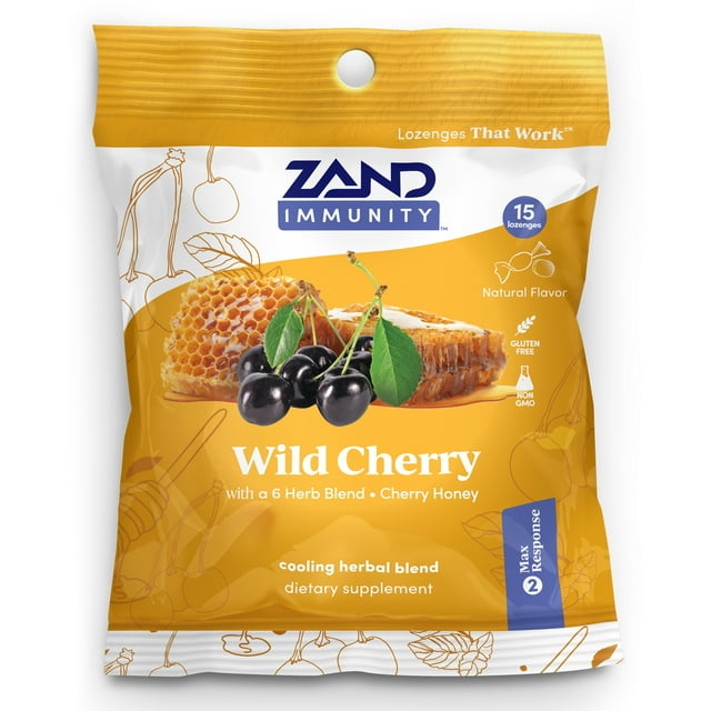 Zand Organic Immunity Wild Cherry Honey Soother HerbaLozenge | Menthol ...