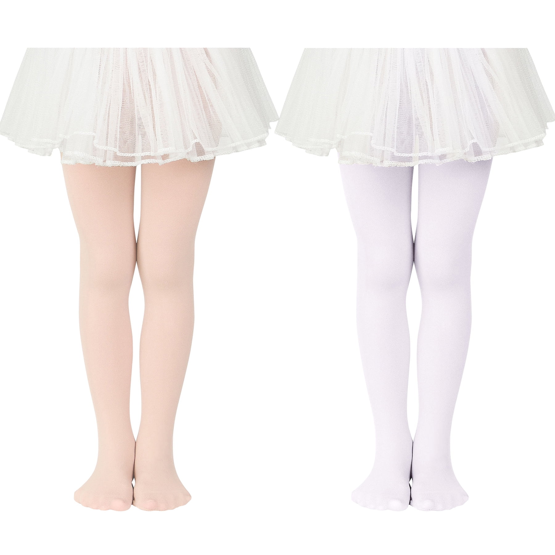 Zando 2 Pack Ballet Tights for Girls 4-6 Ultra Soft Pro Footed Dance ...