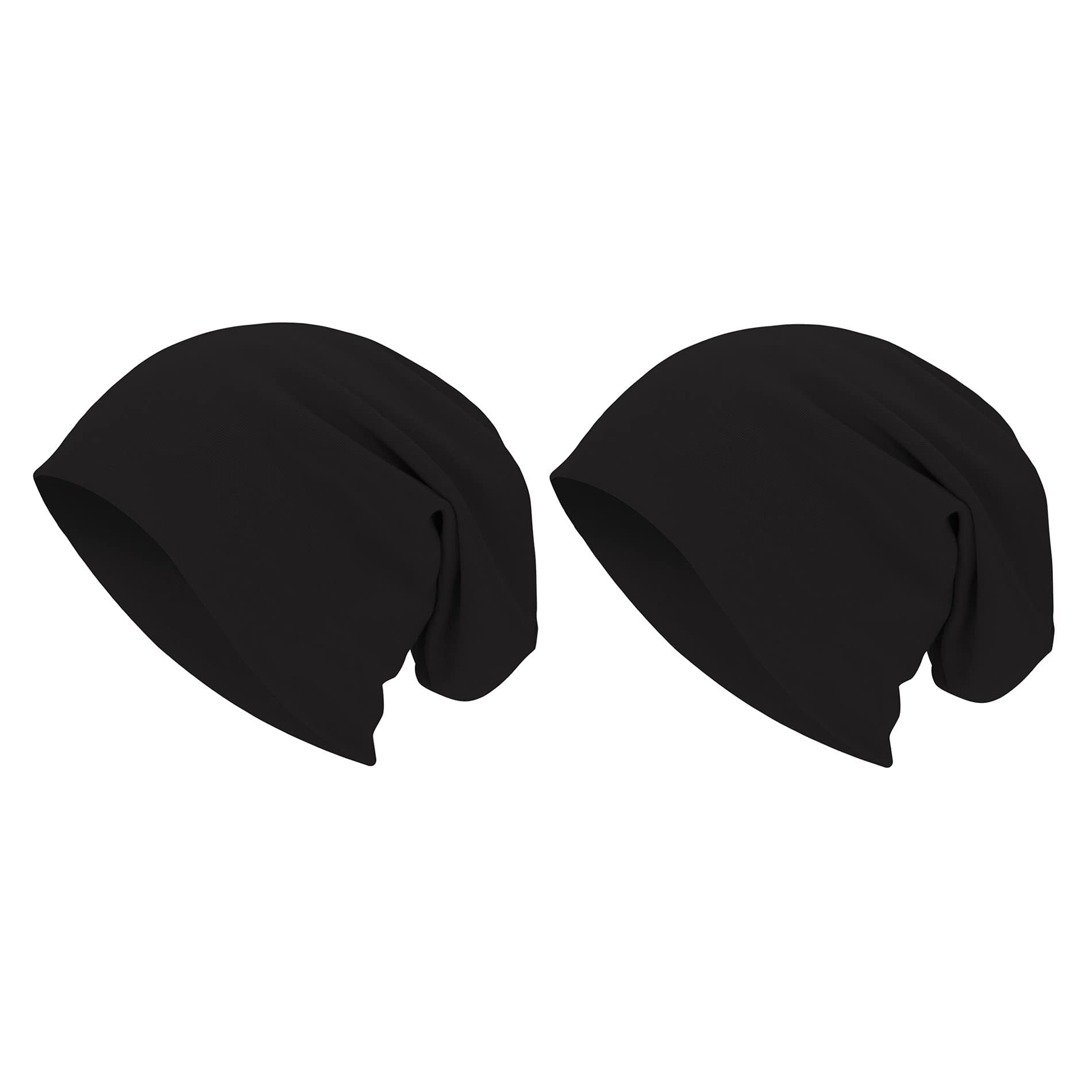 Zando 2 Packs Cotton Black Beanie Caps for Men Slouchy Adult Dwarf Hats ...