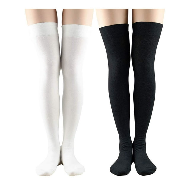 Zando 2 Pairs Extra Long Thigh High Socks for Women Boot Stockings Soft ...
