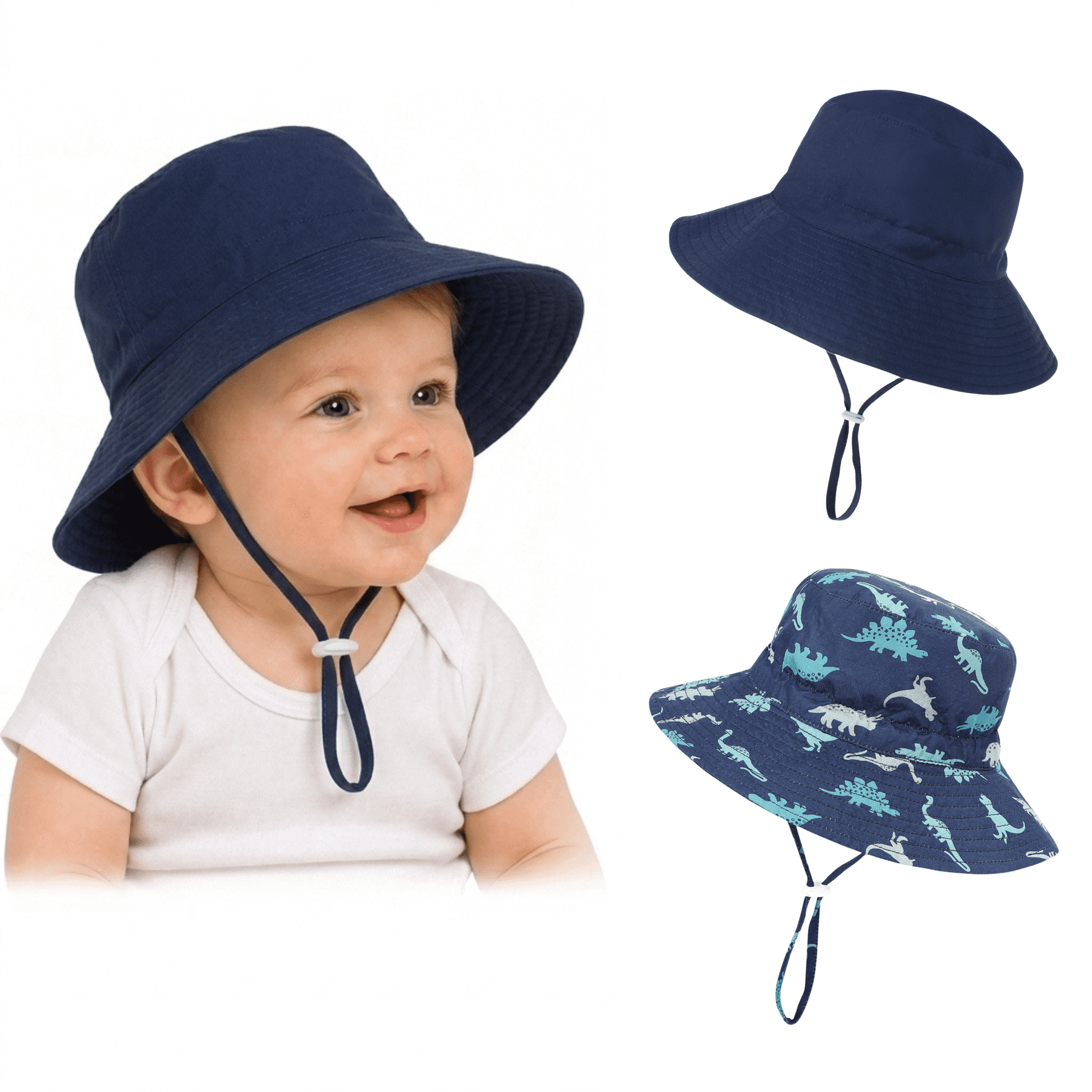 Zando 2-Pack Baby Sun Hats UPF 50+ Wide Brim Toddler Bucket Hats ...