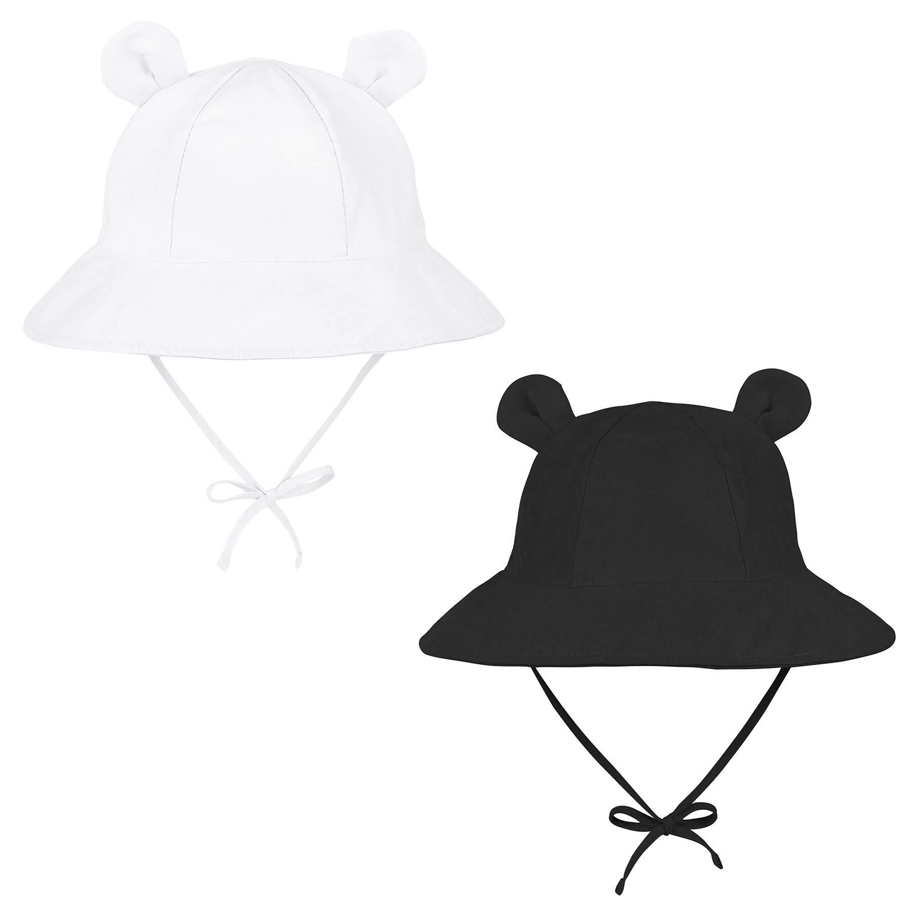 Zando 2 Pieces Baby Sun Hats 0-6 months Wide Brim Baby Bucket Hat Sun ...