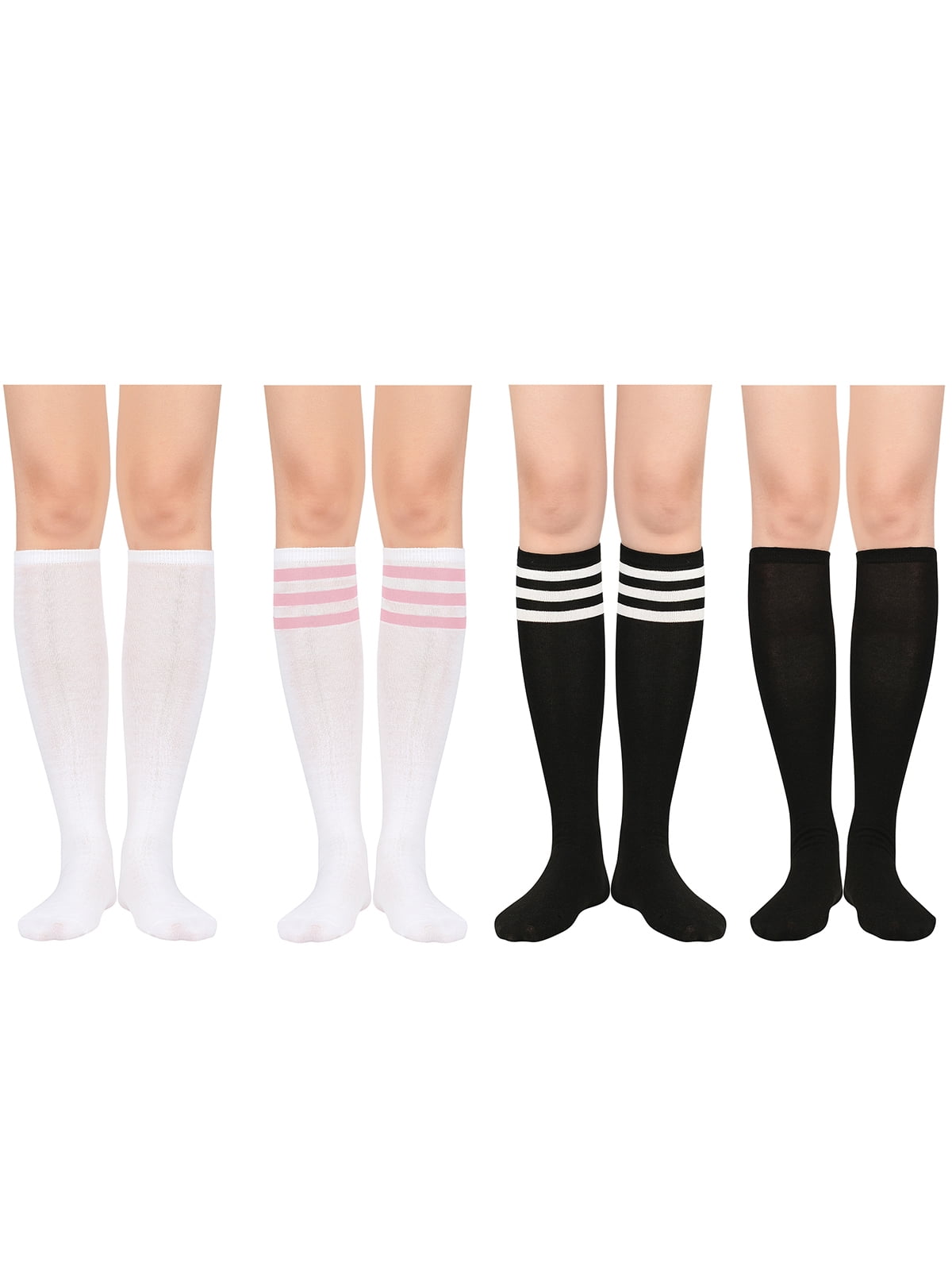 Zando 4 Pairs Women Knee High Socks Knee Calf Socks for Girls Tube ...