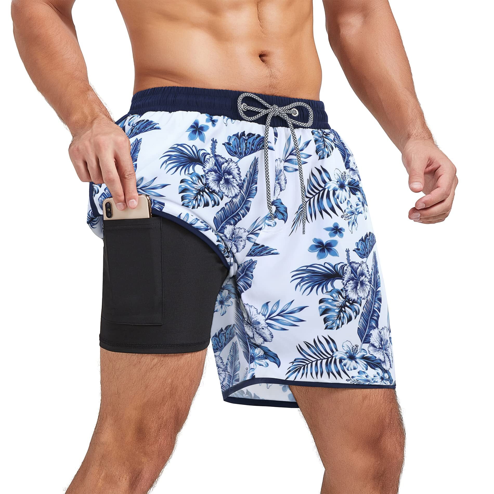 Zando Quick Dry Swim Trunks for Men, 5 Inch Inseam, Mesh Liner, Blue ...